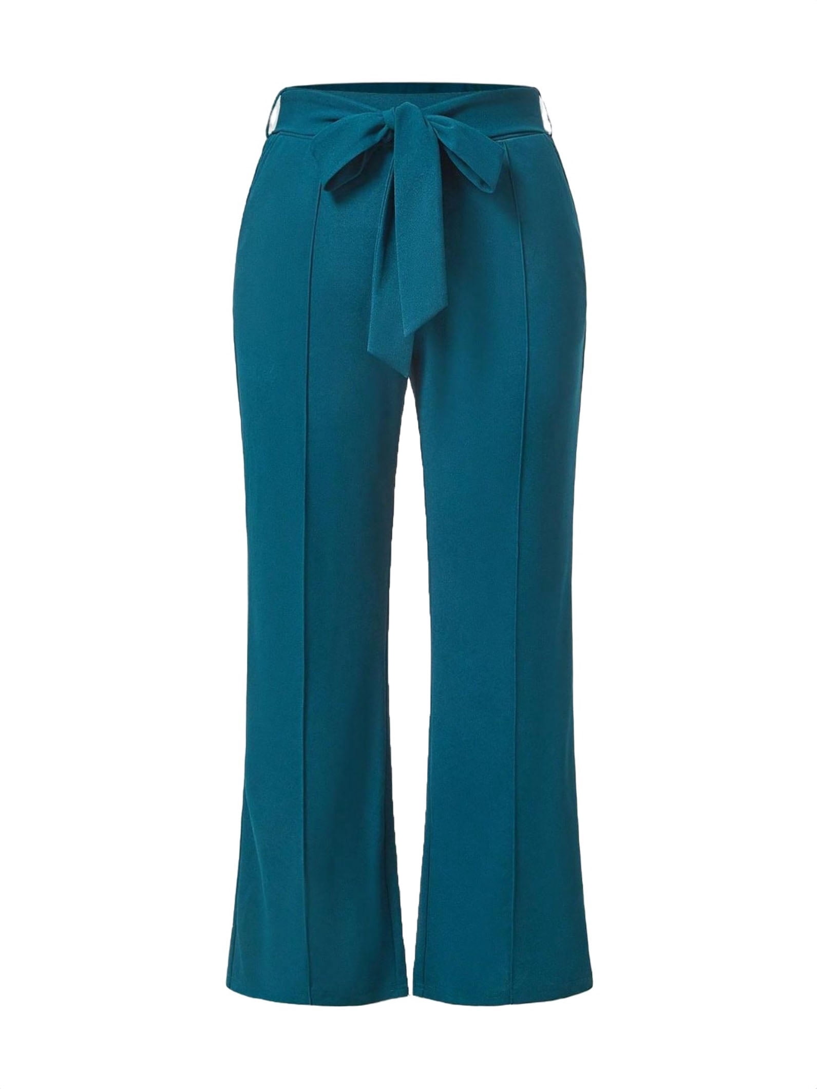 Women's Elegant Plain Flare Leg Teal Blue Long Plus Size Pants 2XL (16 ...