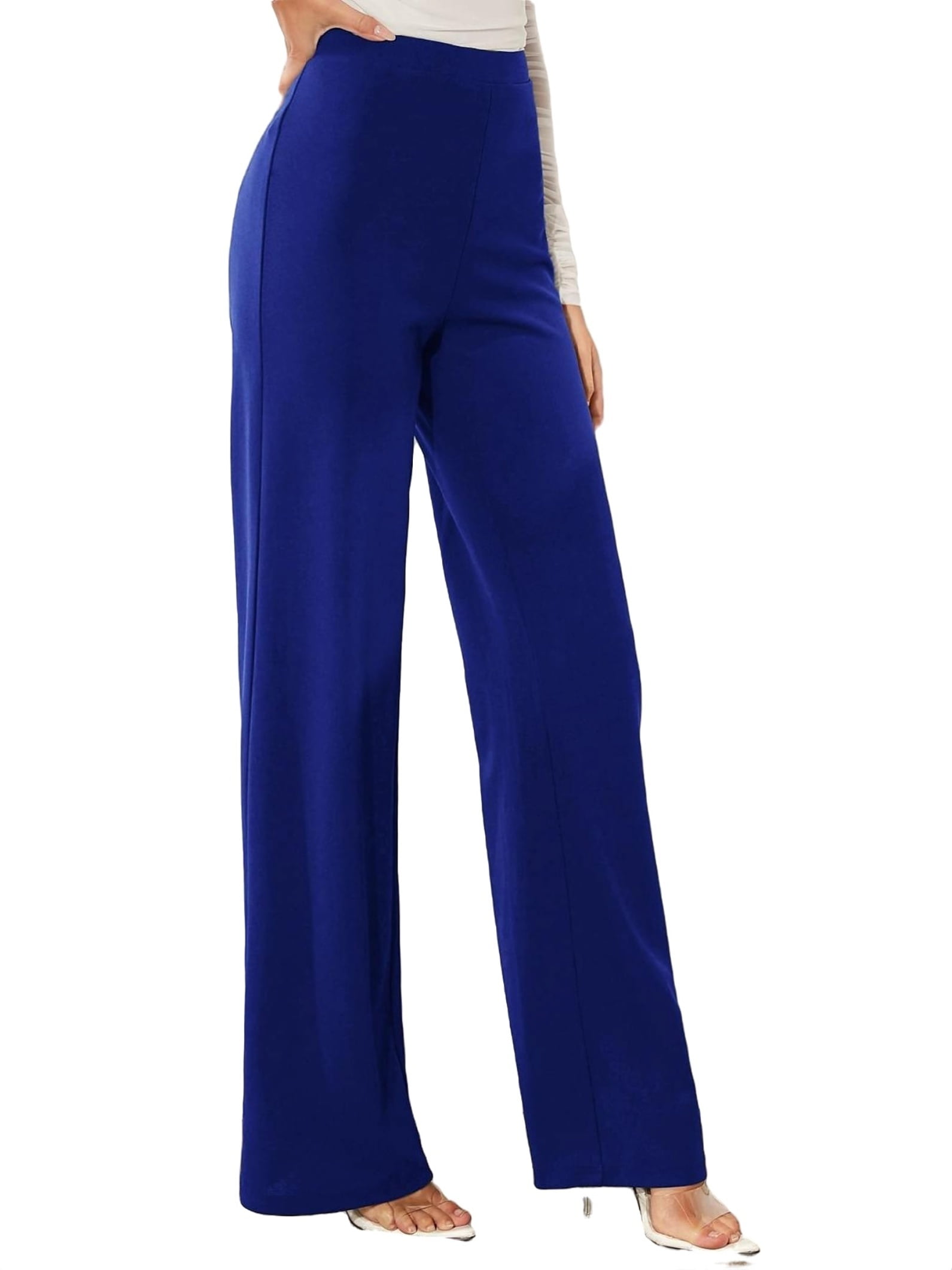 Women's Elegant Plain Wide Leg Royal Blue Pants L (8/10) - Walmart.com