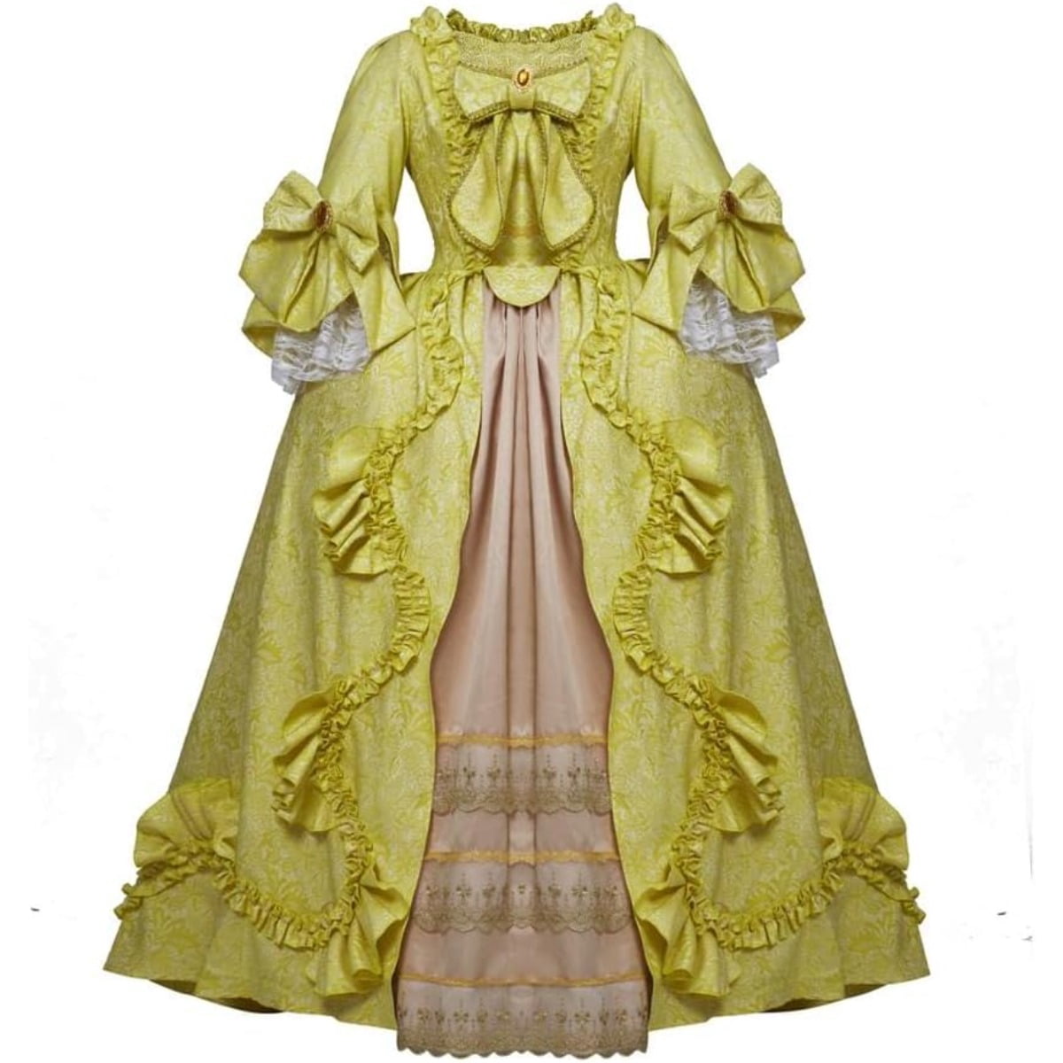 Womens Yellow Rococo Ball Gown Queen Marie Antoinette Inspired 18th ...