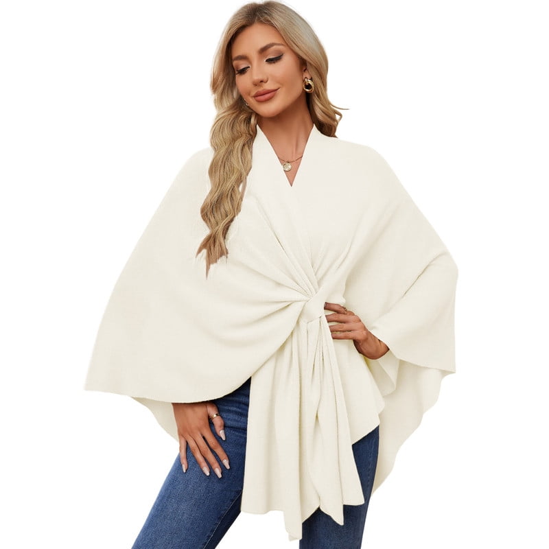 PULI Women’s Shawl Wrap Poncho Sweater Open Front Elegant Soft Cardigan ...