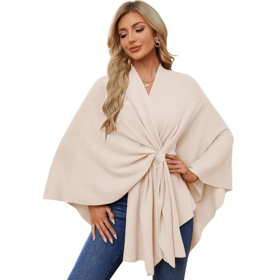 PULI Women’s Shawl Wrap Poncho Sweater Open Front Elegant Soft Cardigan ...