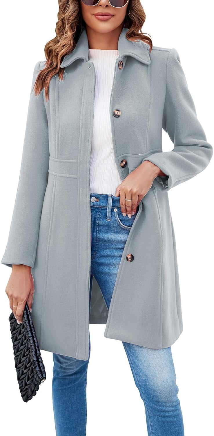 Women's Elegant Single Breasted Coat Long Sleeve Mid Winter Overcoat ...