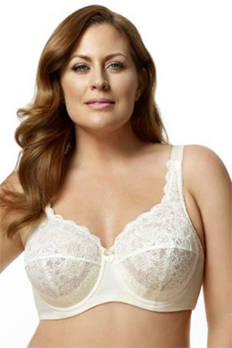 Women's Elila 2311 Full Coverage Stretch Lace Underwire Bra (Ivory 44G) - Walmart.com