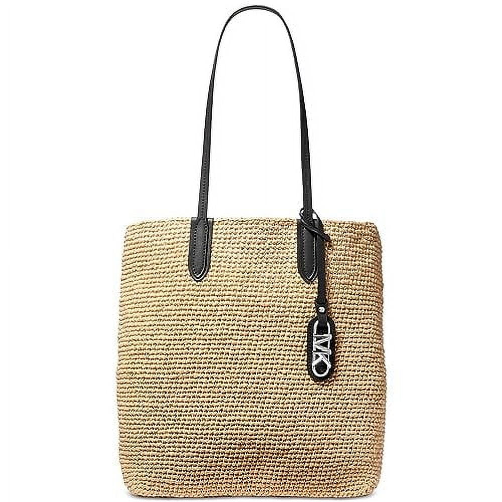 Women's Eliza Large Straw Tote Handbag With Pouch Natural - Black ...