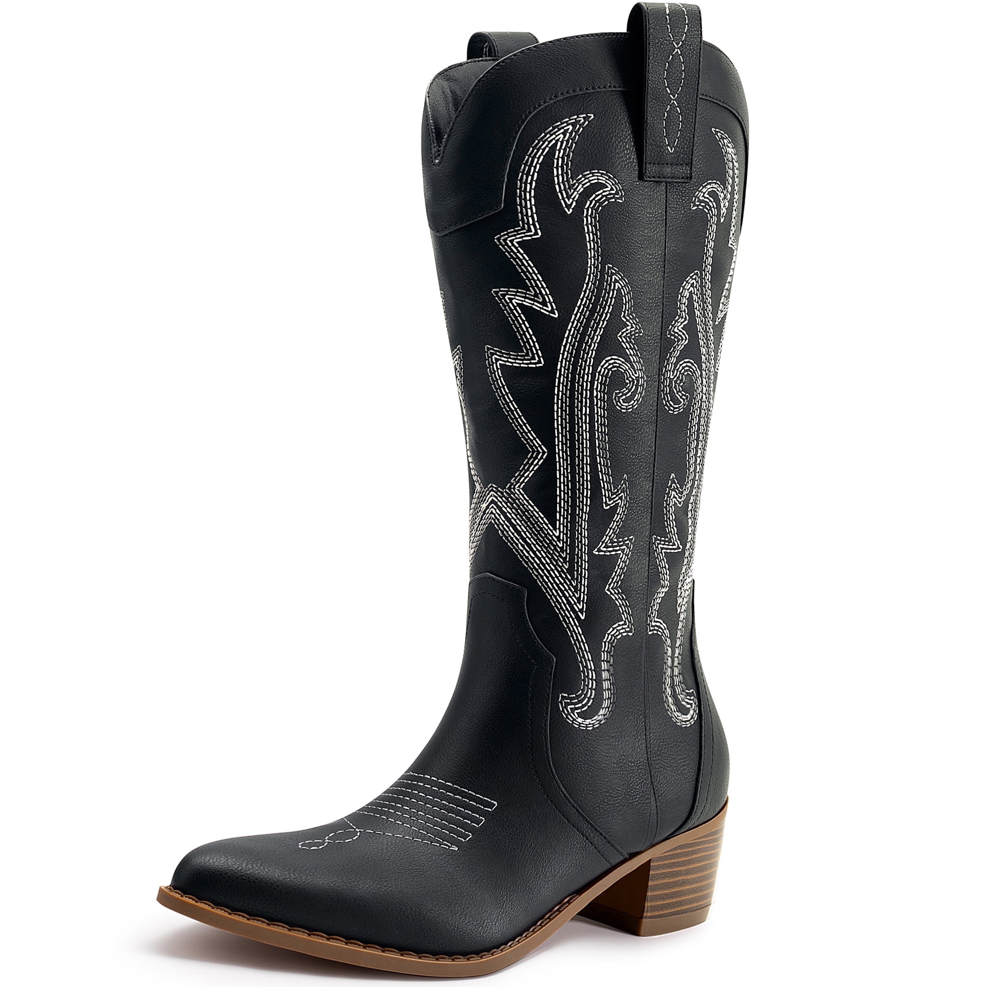 Women's Cowboy Boots Embroidered Cowgirl Boots Western Mid-Calf Knee ...