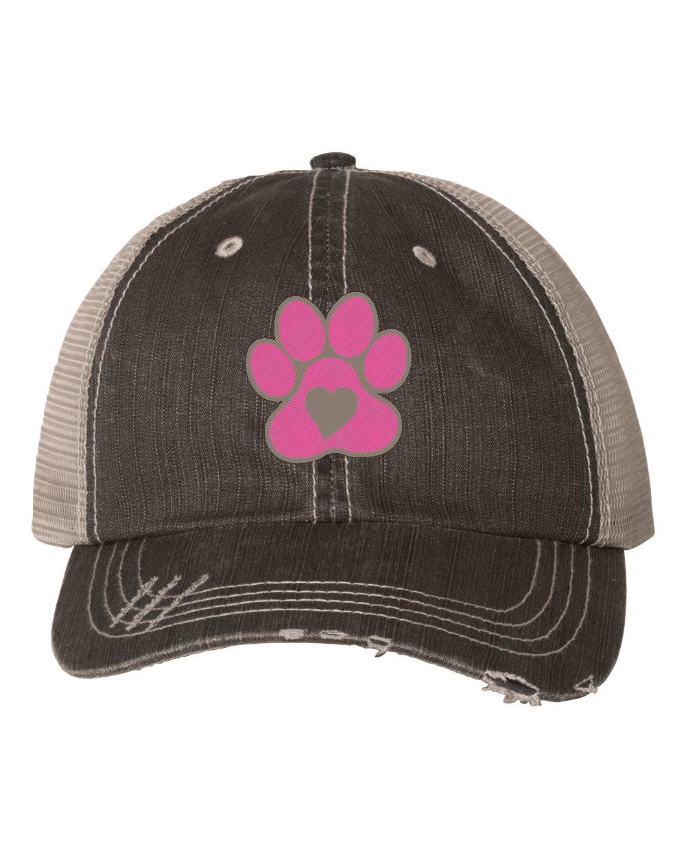 Women's Embroidered Dog Paw Print Baseball cap, Brown/Tan/Pink ...