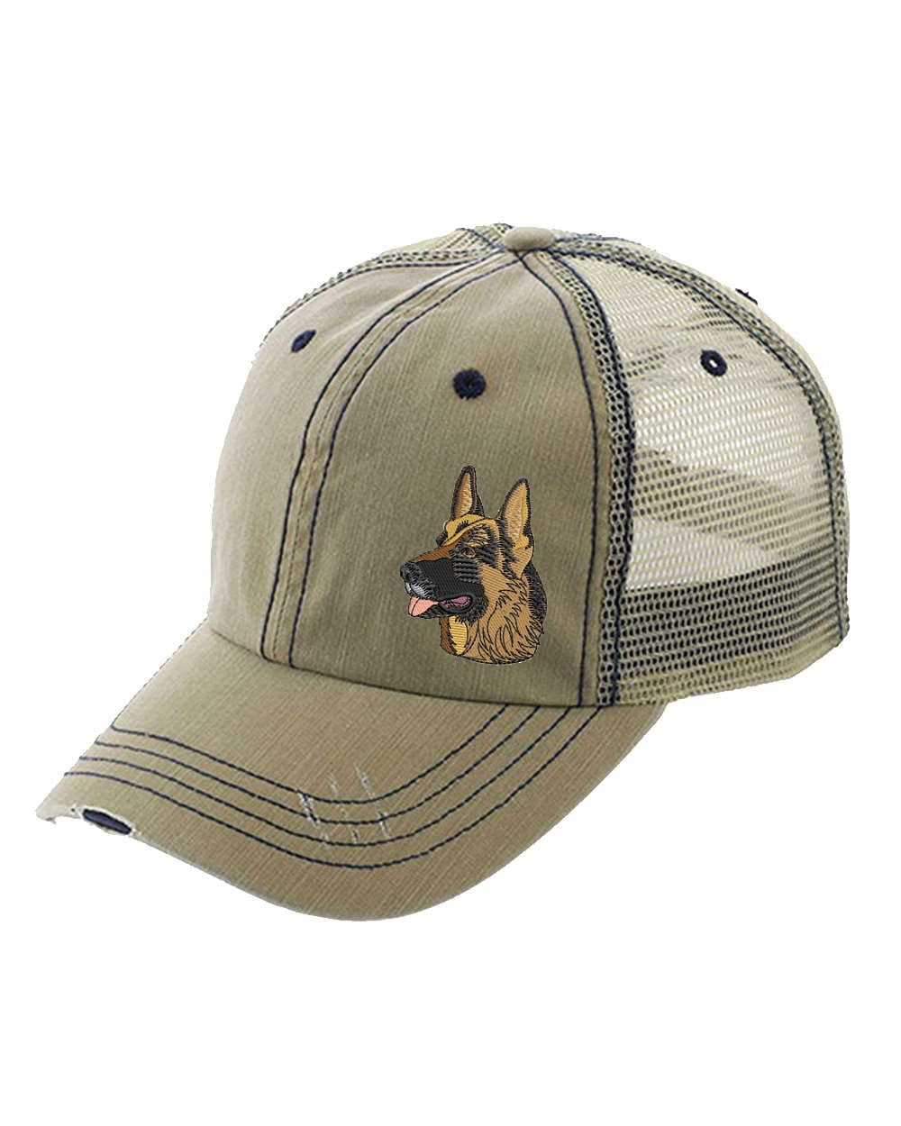 Women's Embroidered German Shepherd Head Dog Breed Distressed Hat ...