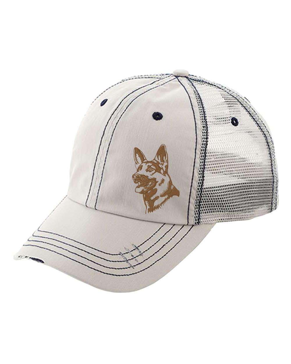 Women's Embroidered German Shepherd Head Outline Dog Breed Distressed ...