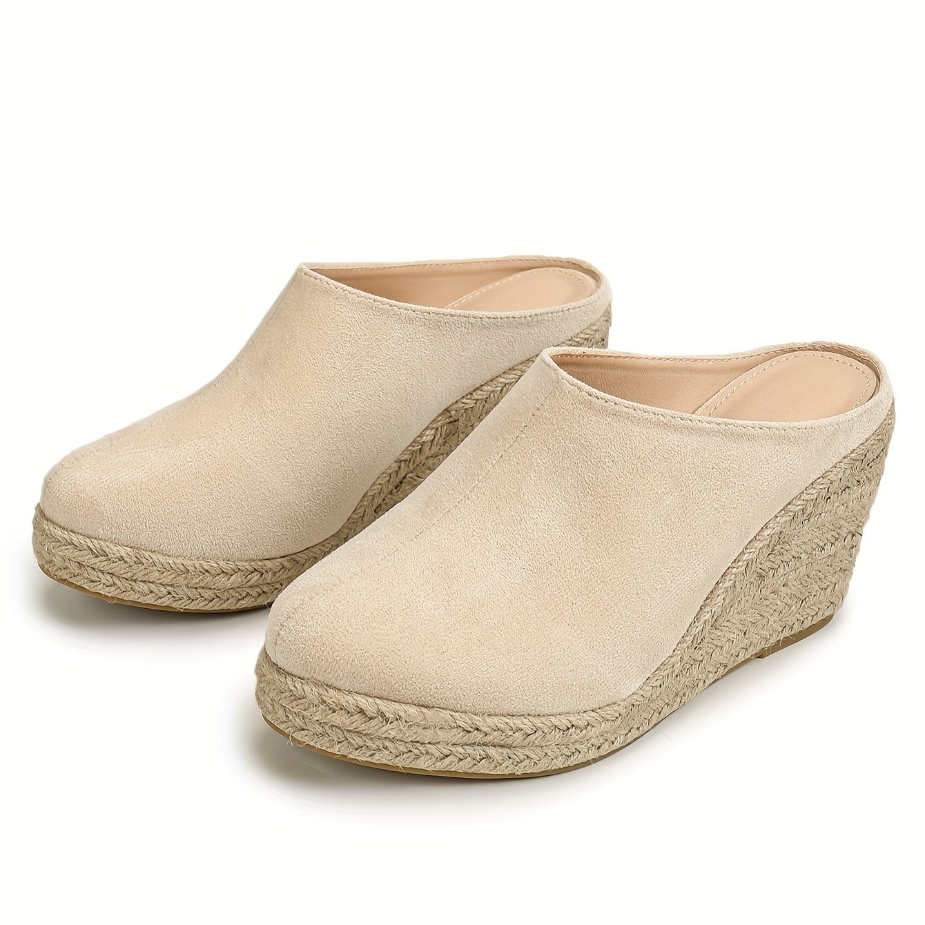 Women's Espadrille Wedge Sandals, Comfy Closed Toe Backless Slip On ...