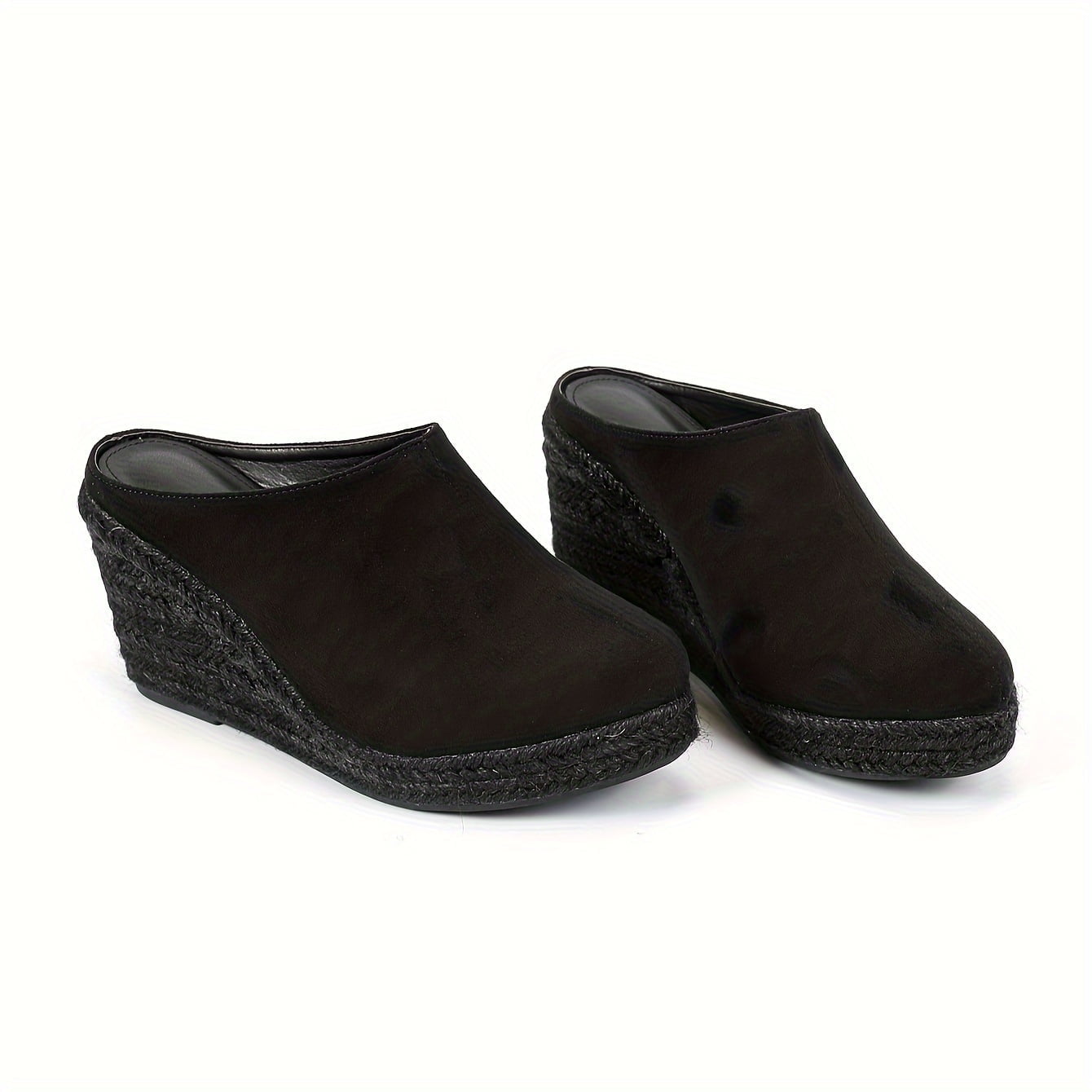 Women's Espadrille Wedge Sandals, Comfy Closed Toe Backless Slip On ...