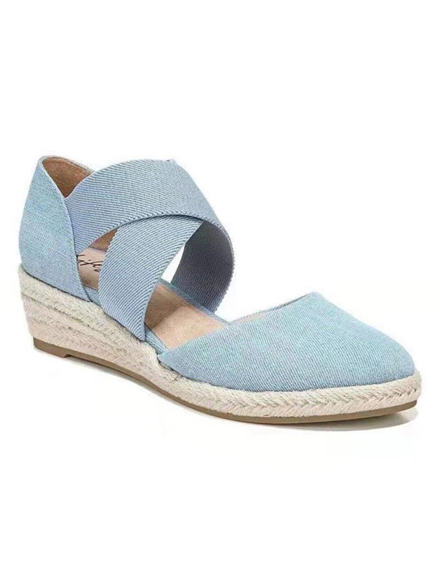 Women's Espadrilles Wedge Closed Toe Summer Heel Lady Platform Wedge ...