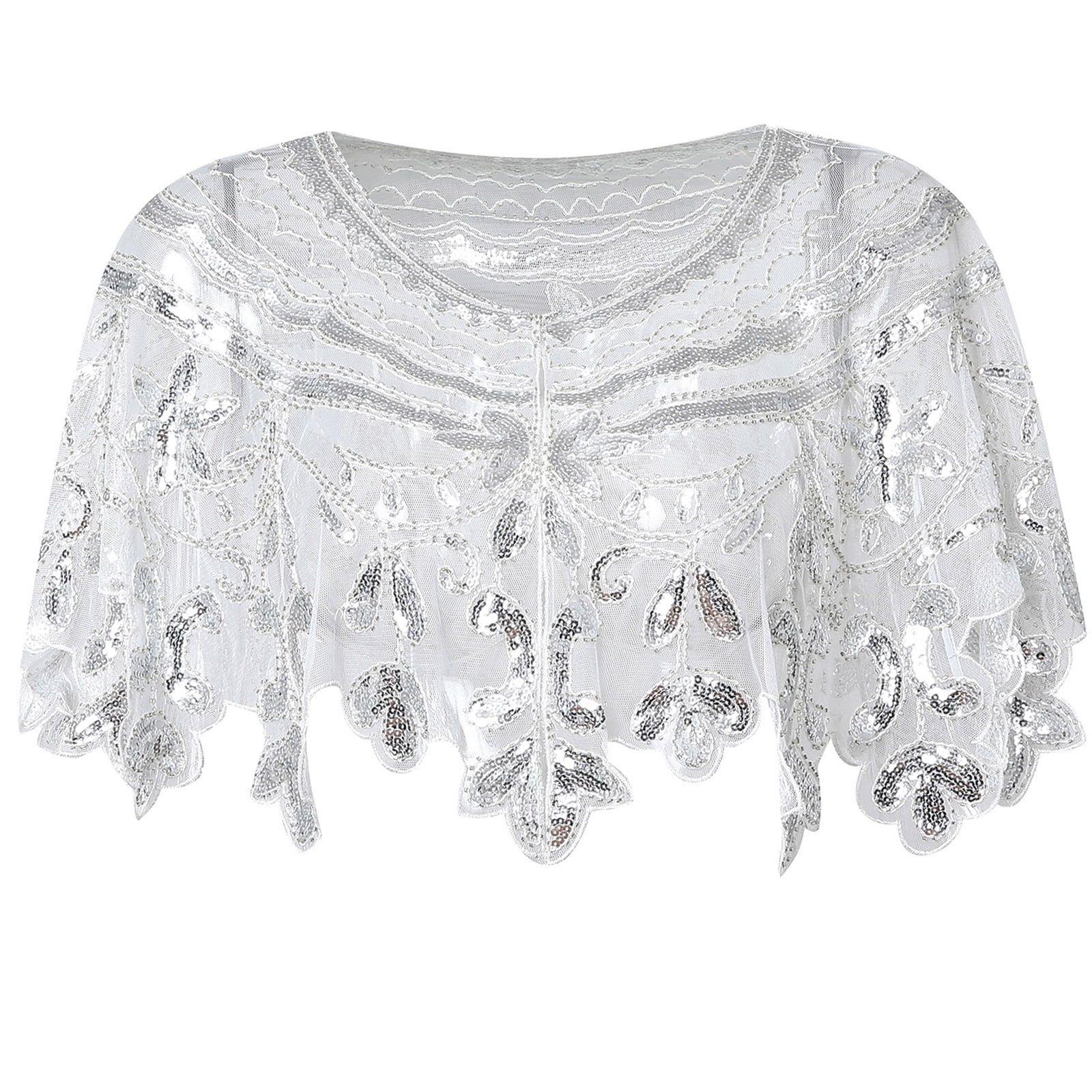 Women's Evening Shawl Wraps 1920s Sequin Beaded Cape Cover Up Wrap ...