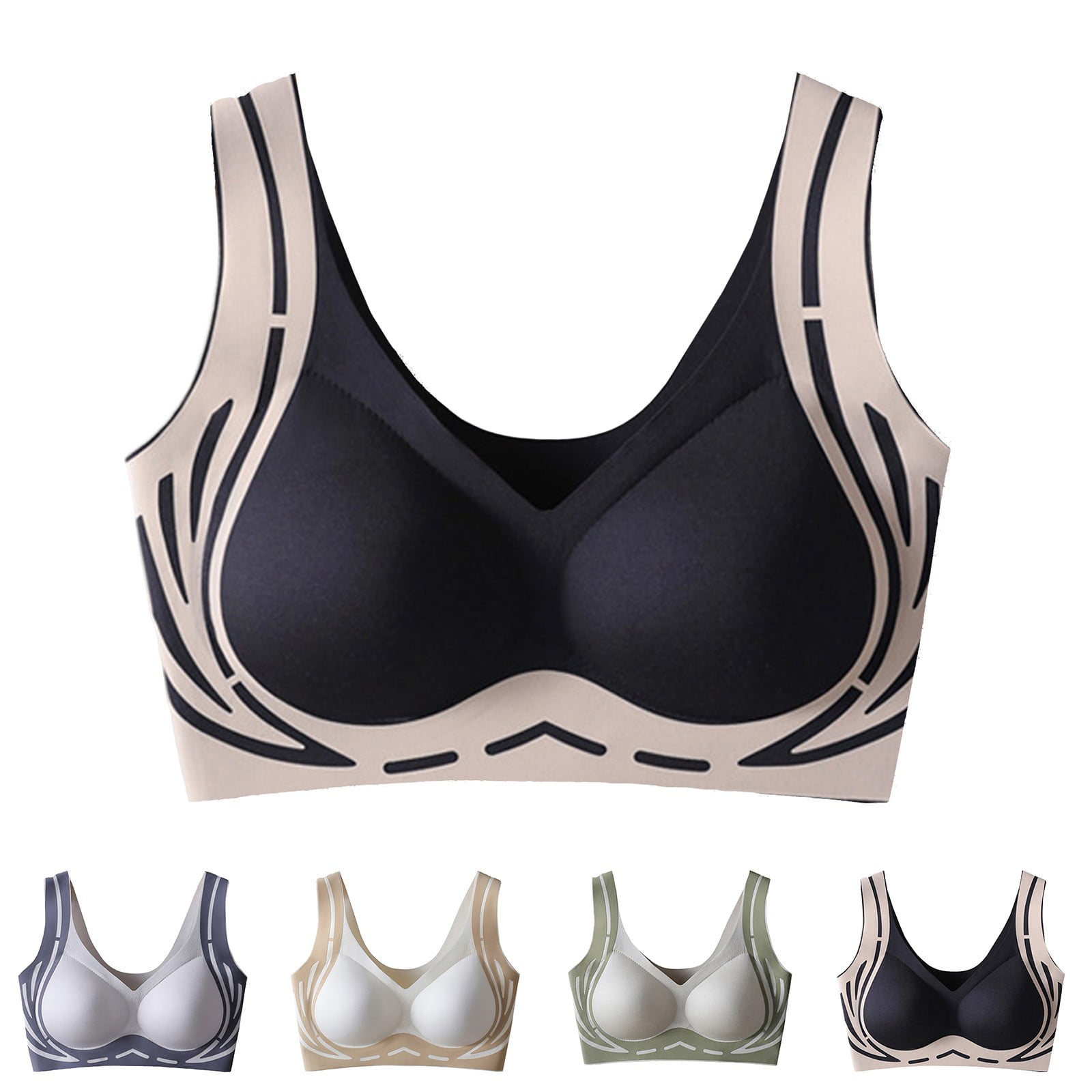 Women's Everyday Support Wireless Push Up Bra No Underwire Seamless ...