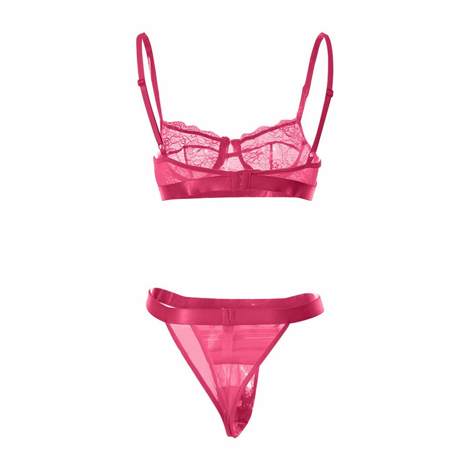 Womens Exotic Lingerie Embroidered Lace Belt Floral Lace Bra Panty Set