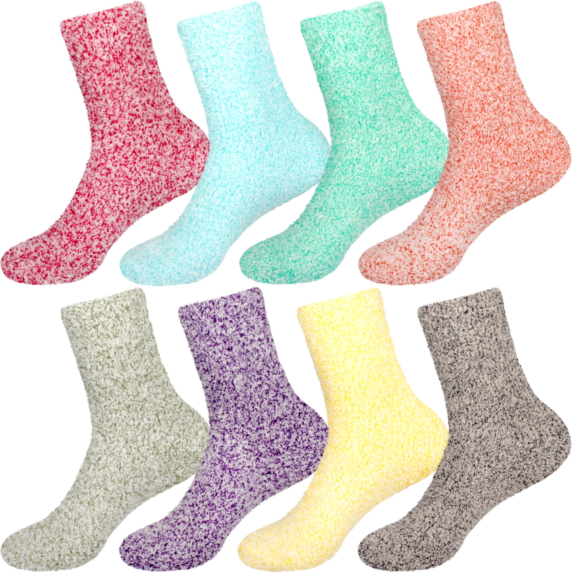 Women's Extra Large Fuzzy Warm Feather Soft Socks - Assortment 8A ...