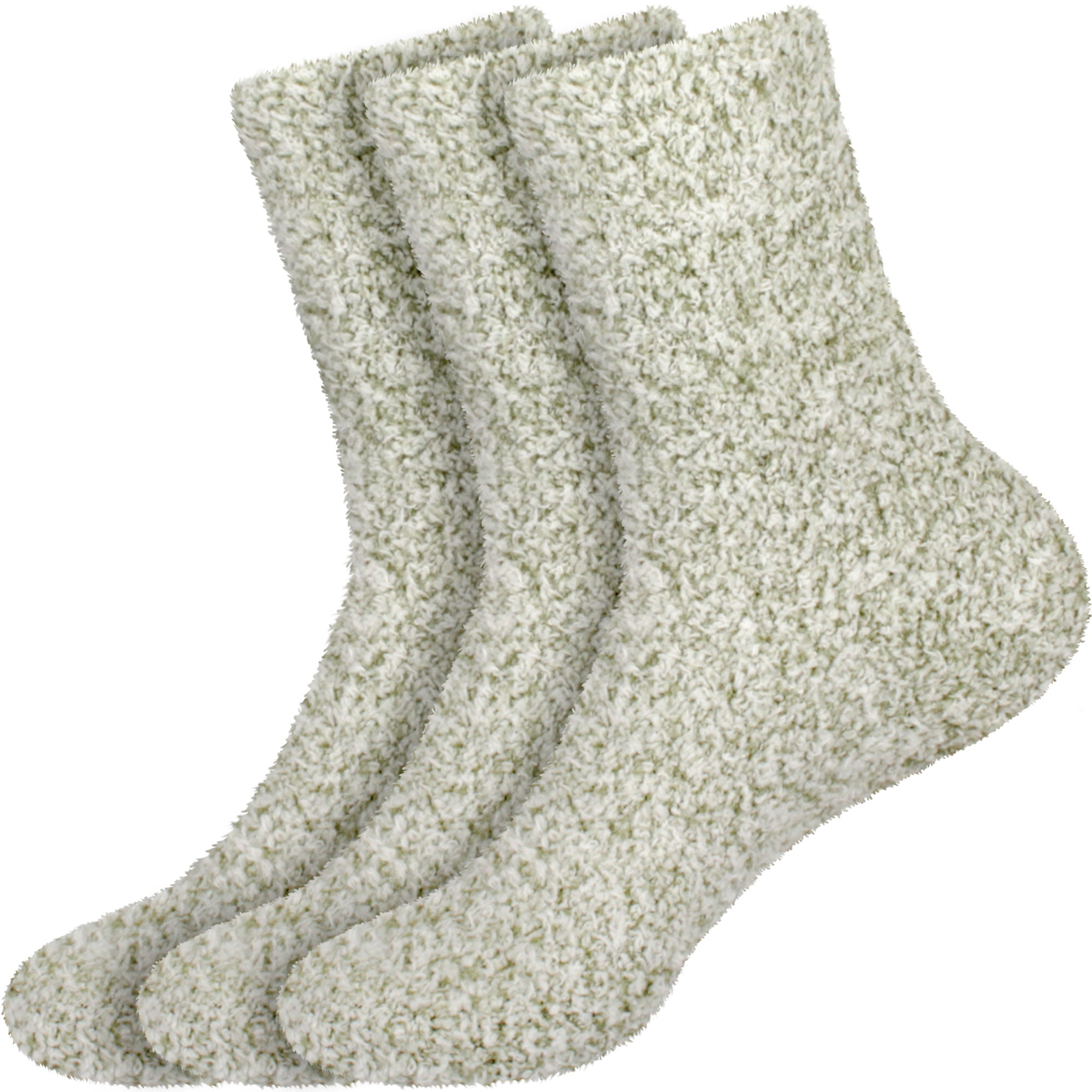 Women's Extra Large Fuzzy Warm Feather Soft Socks - Olive Green - 3prs ...