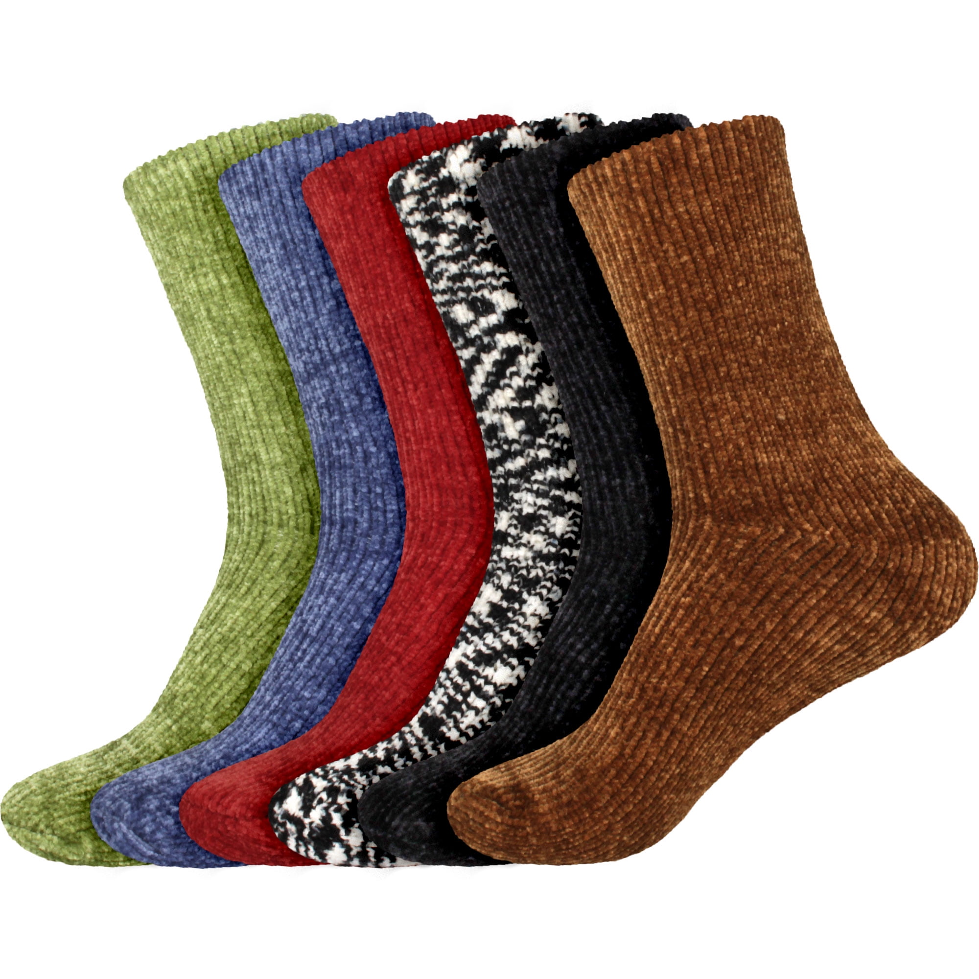BambooMN Women's Vintage Chenille Knit Socks - Assortment 6C - Extra ...