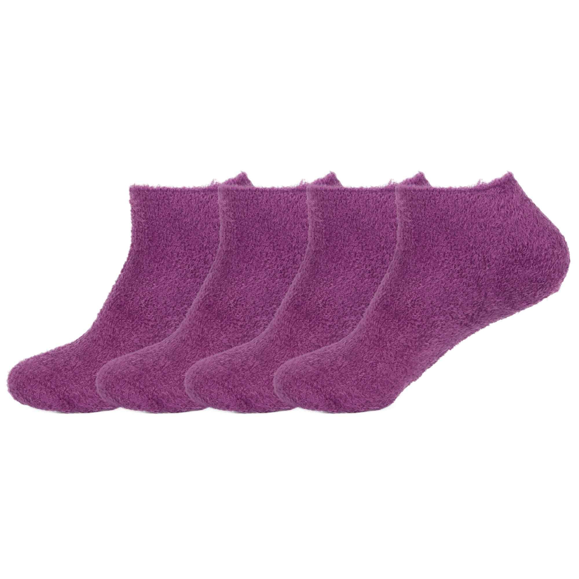 Women's Extra Large Super Aloe Infused Fuzzy Nylon Socks (4 Pairs ...
