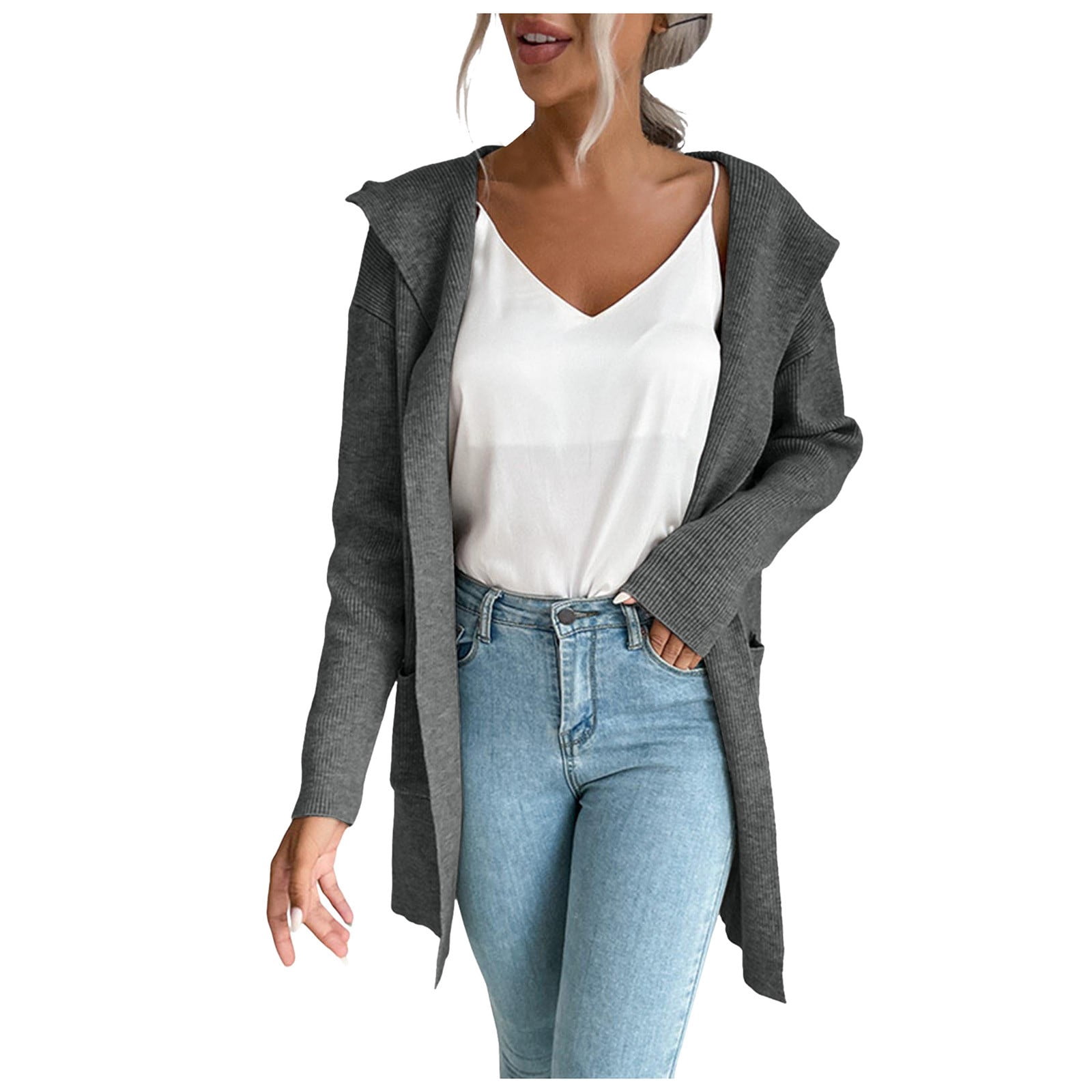 Women's Fall Long Sleeve Open Front Contrast Cardigan Sweaters ...