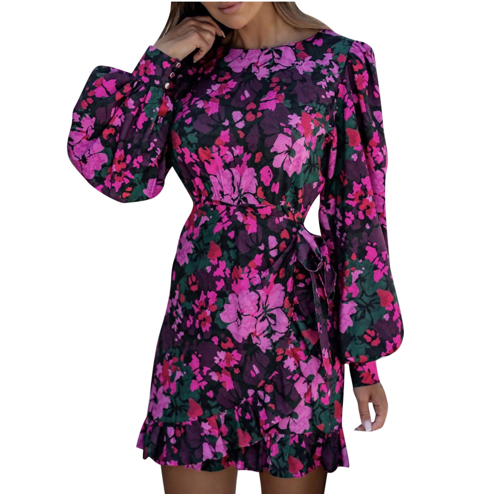 Women's Fall Winter Dresses Trendy Crewneck Long Sleeve Slim Fit ...