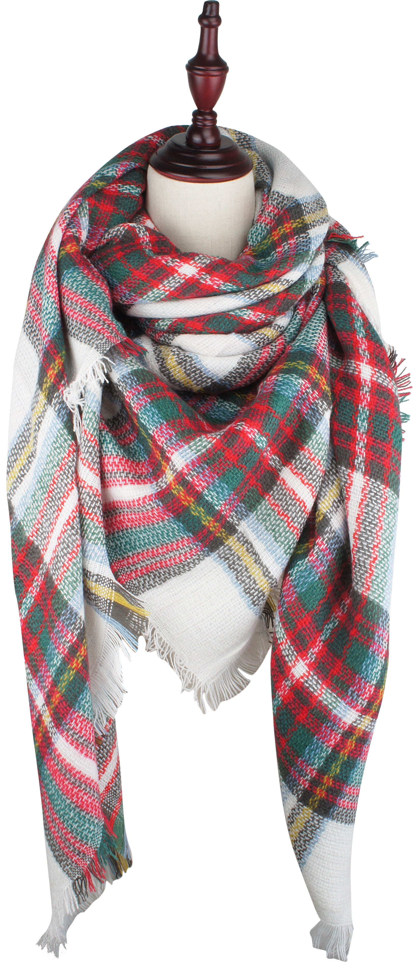 Women's Fall Winter Scarf Classic Tassel Plaid Tartan Scarf Warm Soft Chunky Large Blanket Wrap ...