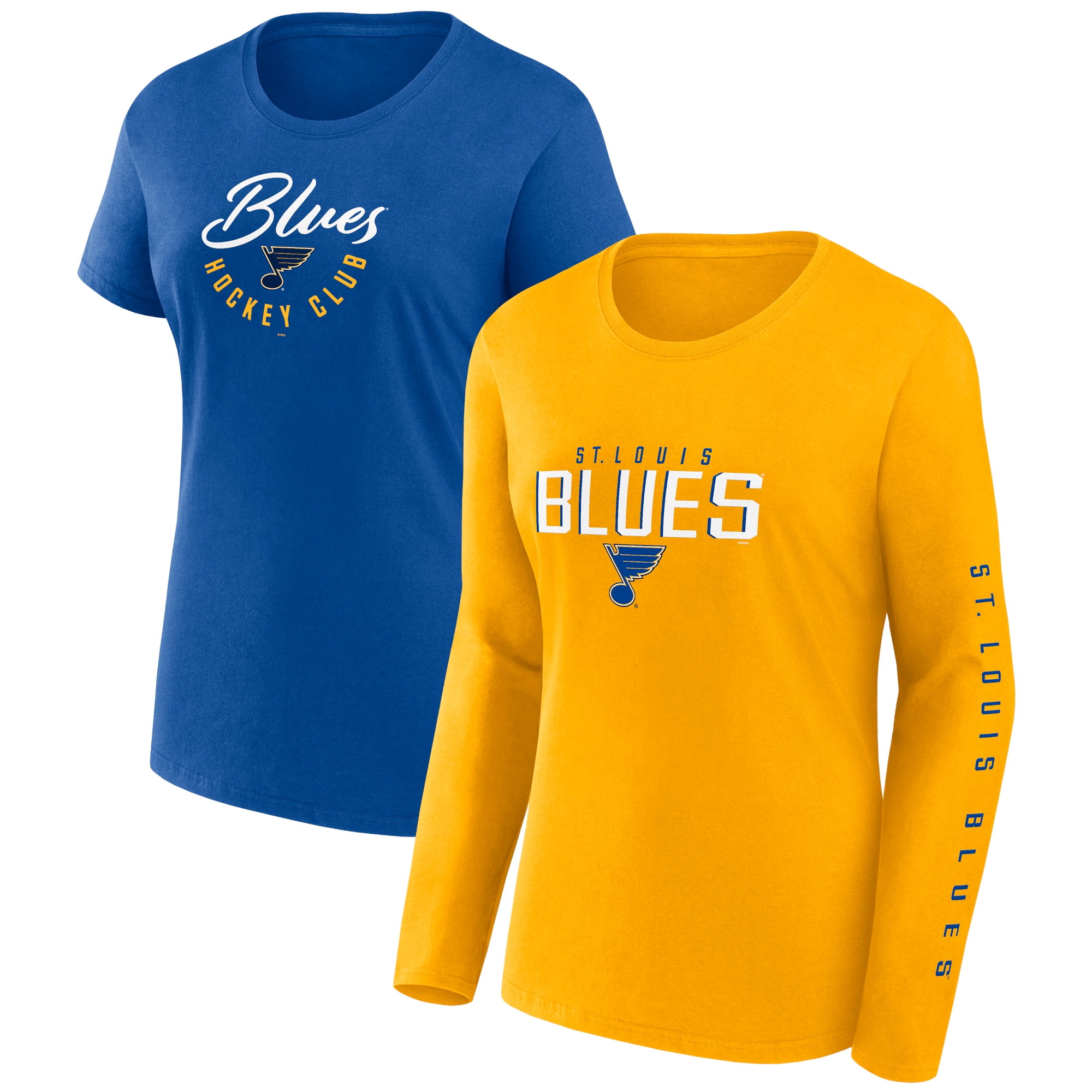 Women's Fanatics Blue St. Louis Blues Long and Short Sleeve Two-Pack T ...