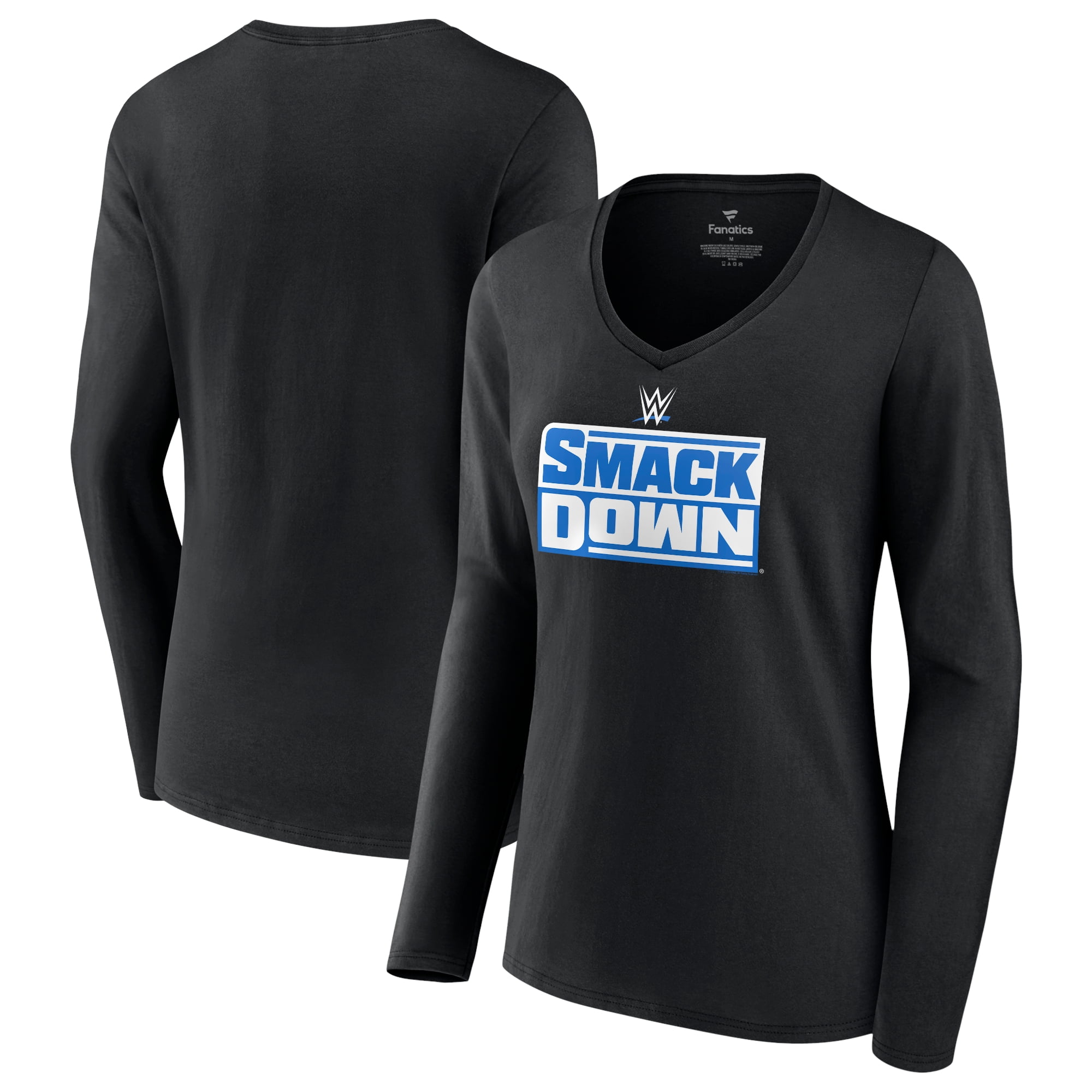 Women's Fanatics Branded Black WWE SmackDown Long Sleeve V-Neck T-Shirt ...