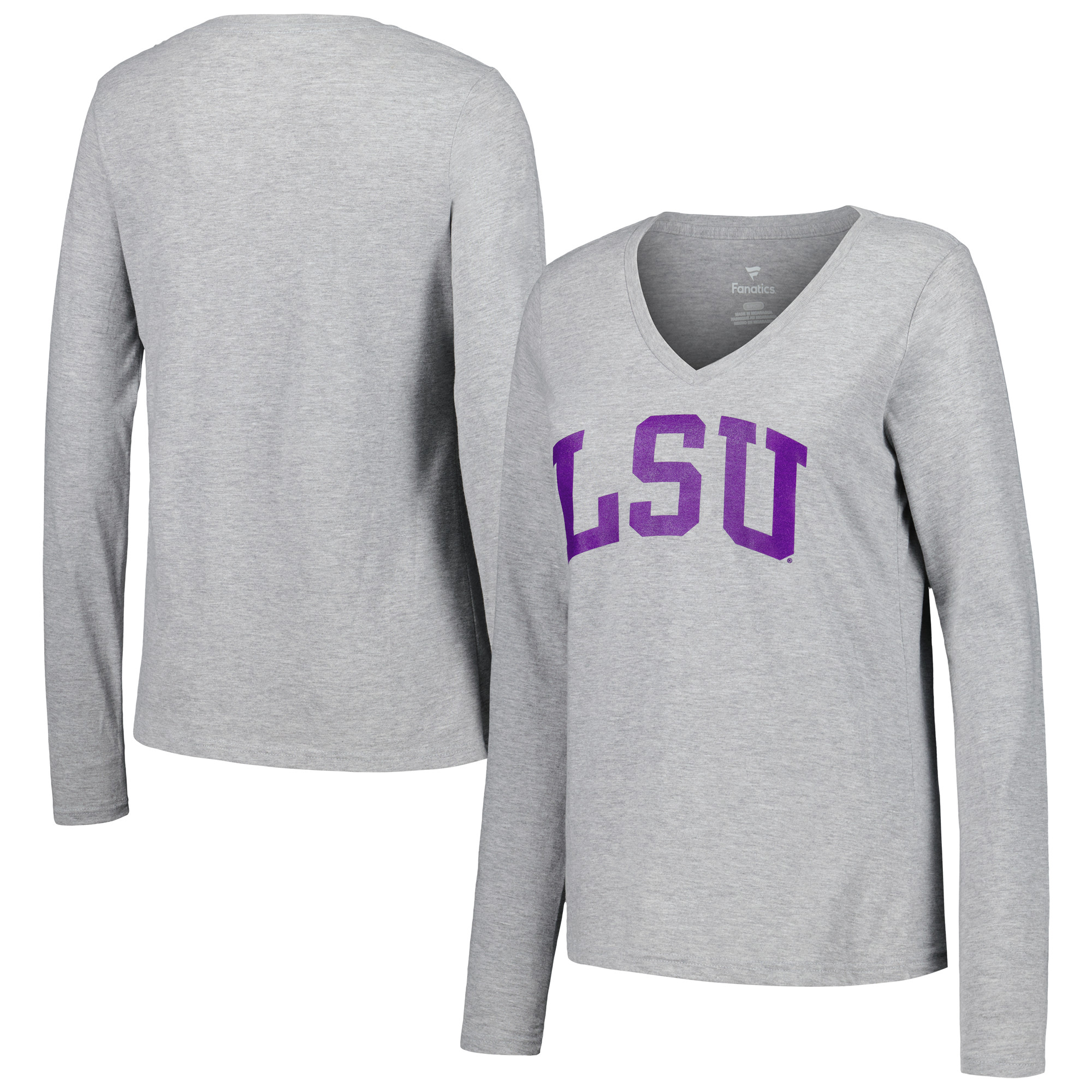 Women's Fanatics Branded Heather Gray LSU Tigers Basic Arch Long Sleeve ...