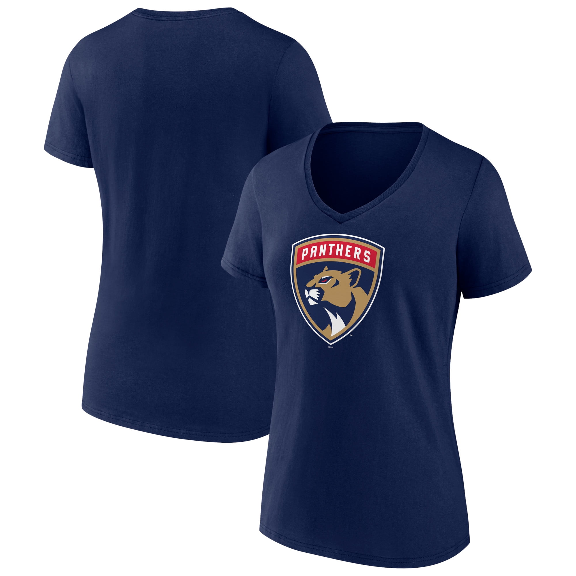Women's Navy Florida Panthers Primary Logo V-Neck T-Shirt - Walmart.com