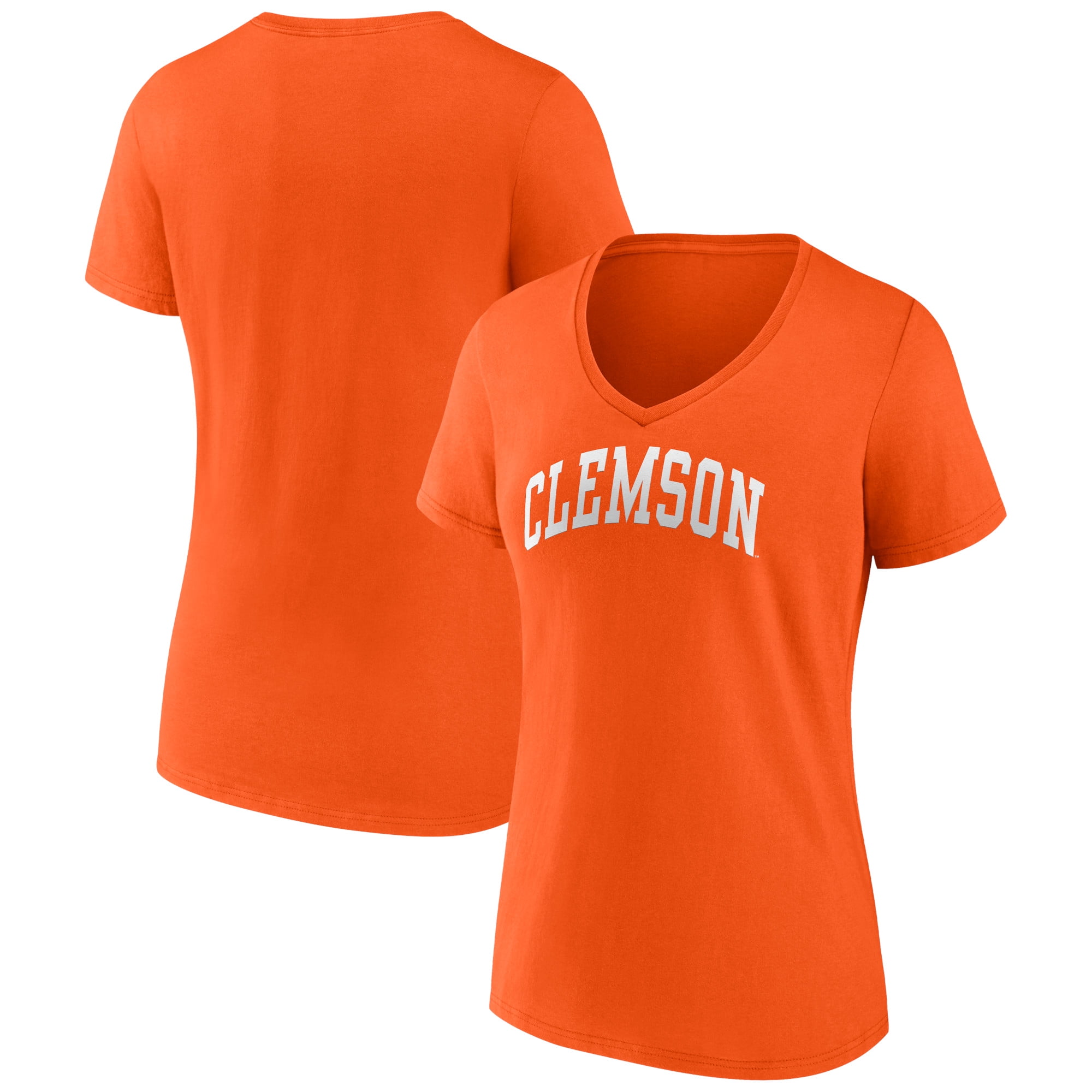 Women's Fanatics Orange Clemson Tigers Basic Arch V-Neck T-Shirt ...