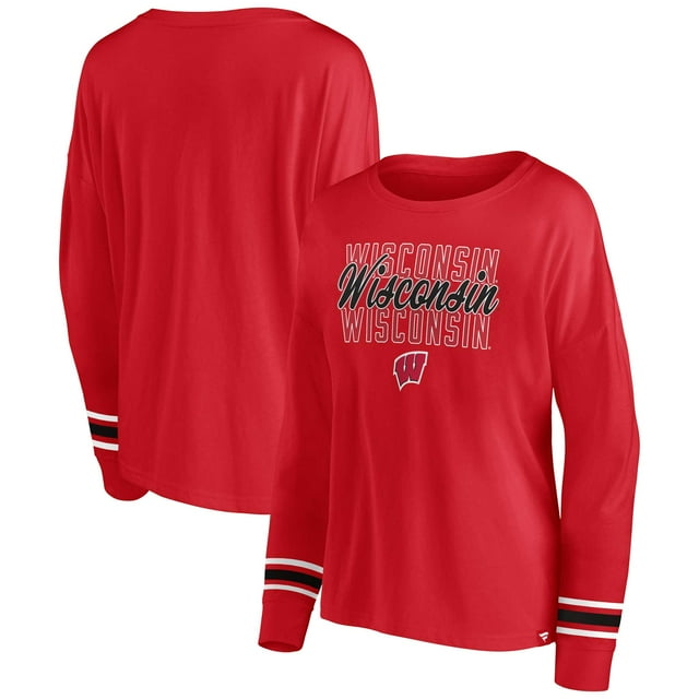 Women's Fanatics Branded Red Wisconsin Badgers Triple Script ...