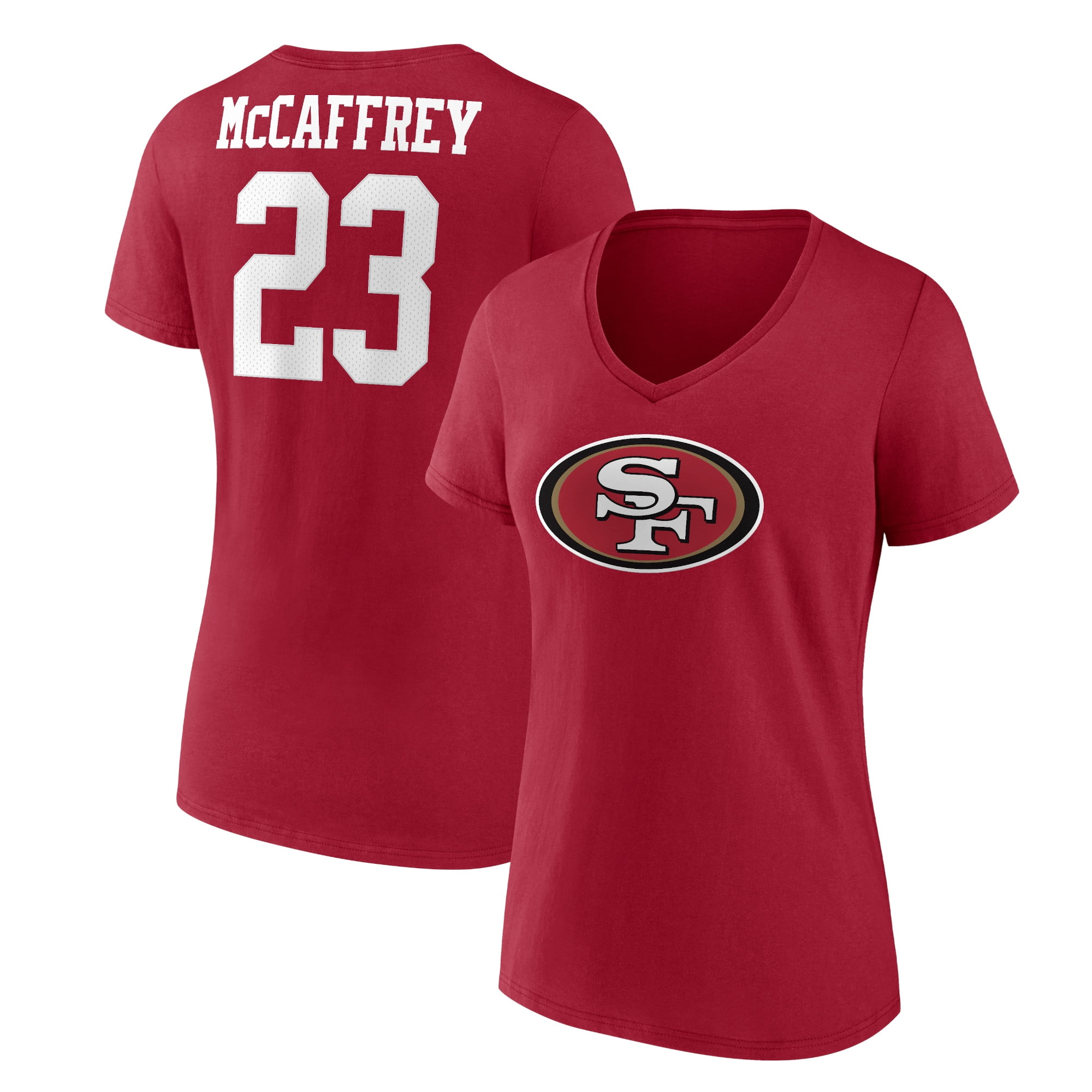 Women's Fanatics Christian McCaffrey Scarlet San Francisco 49ers Player ...
