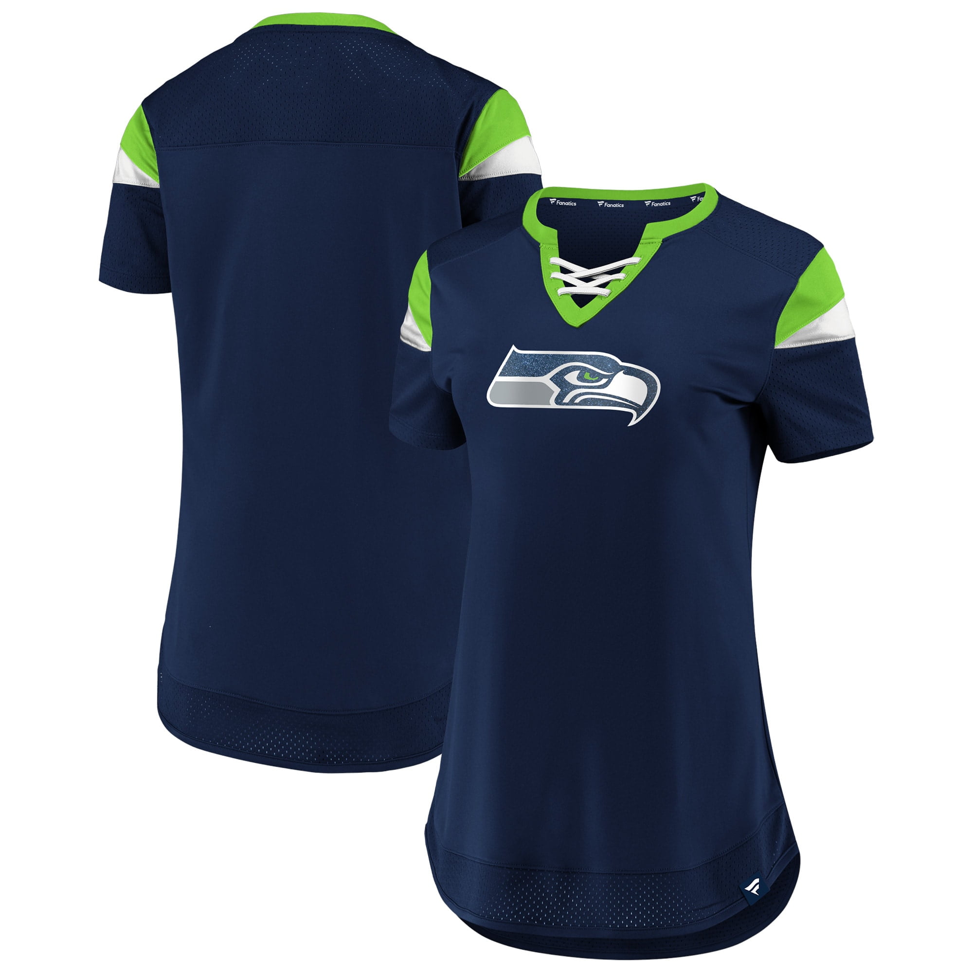 Women's Fanatics College Navy Seattle Seahawks Draft Me Lace-Up T-Shirt ...