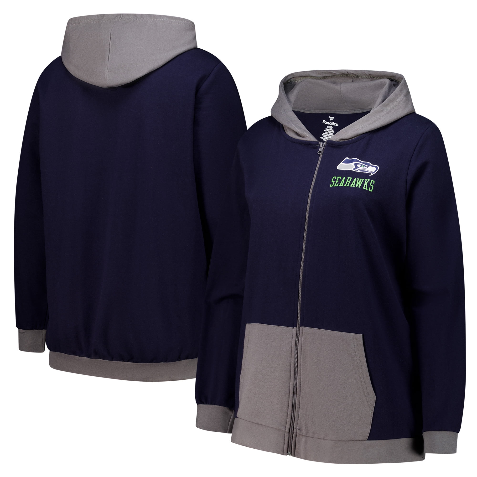 Women's Fanatics College Navy Seattle Seahawks Hit It Full-Zip Hoodie ...