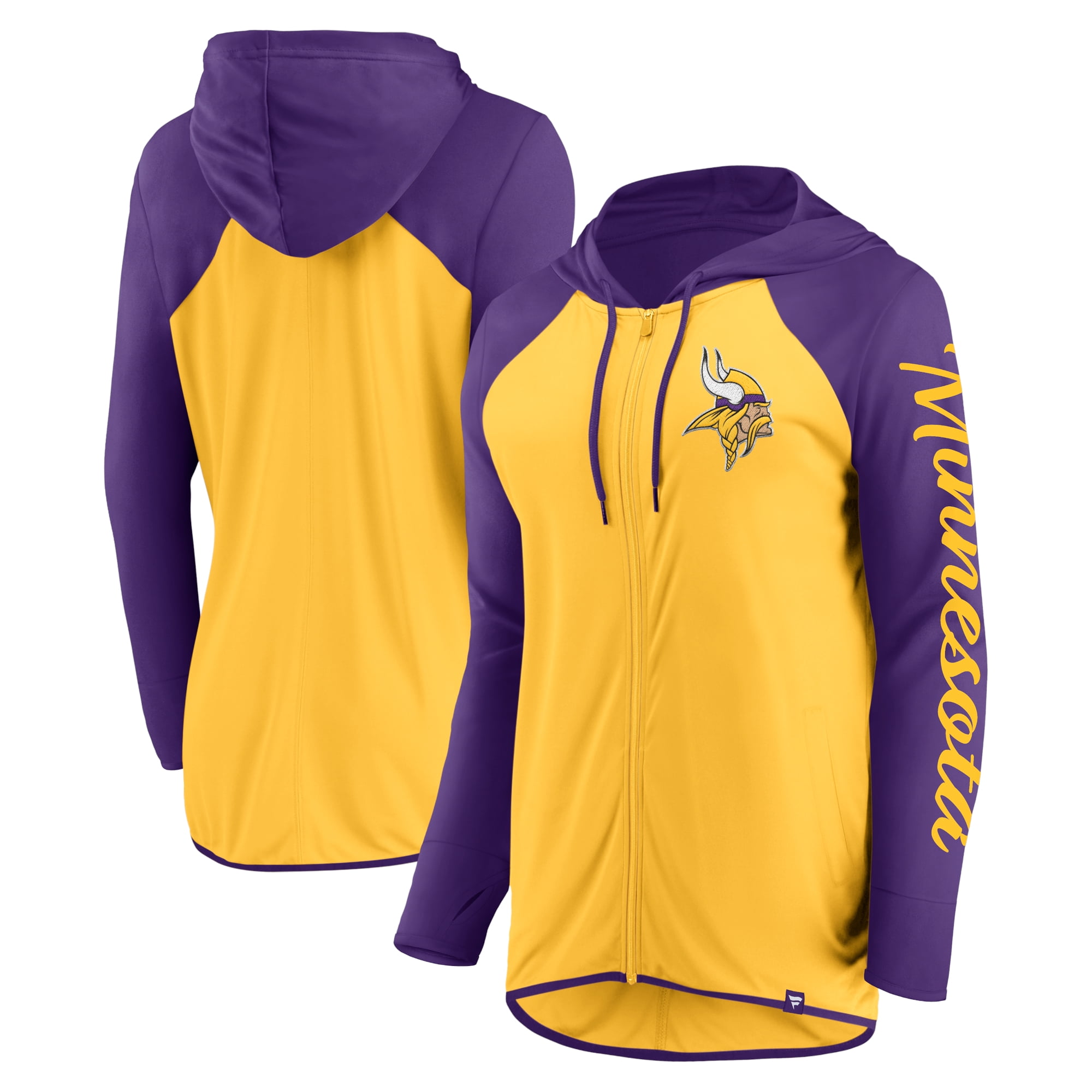 Women's Fanatics Gold/Purple Minnesota Vikings Script Full-Zip Hoodie ...