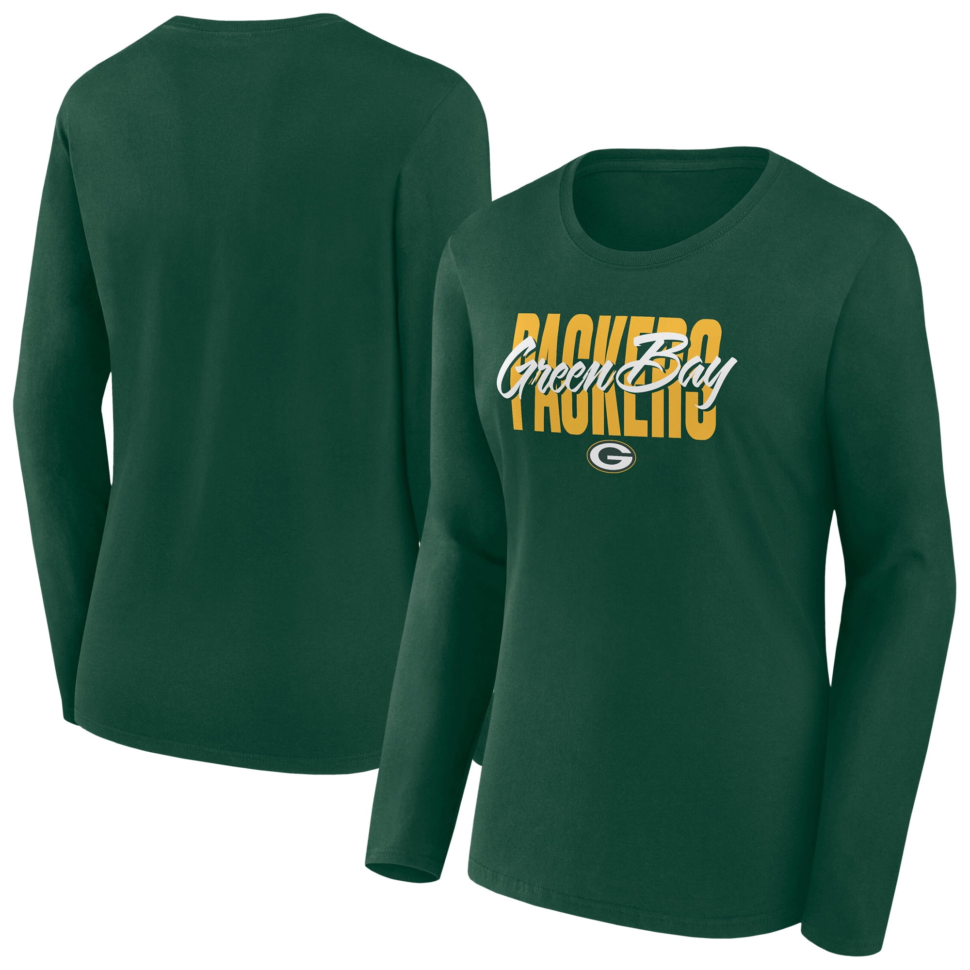 Women's Fanatics Green Green Bay Packers Long Sleeve Scoop Neck T-Shirt ...