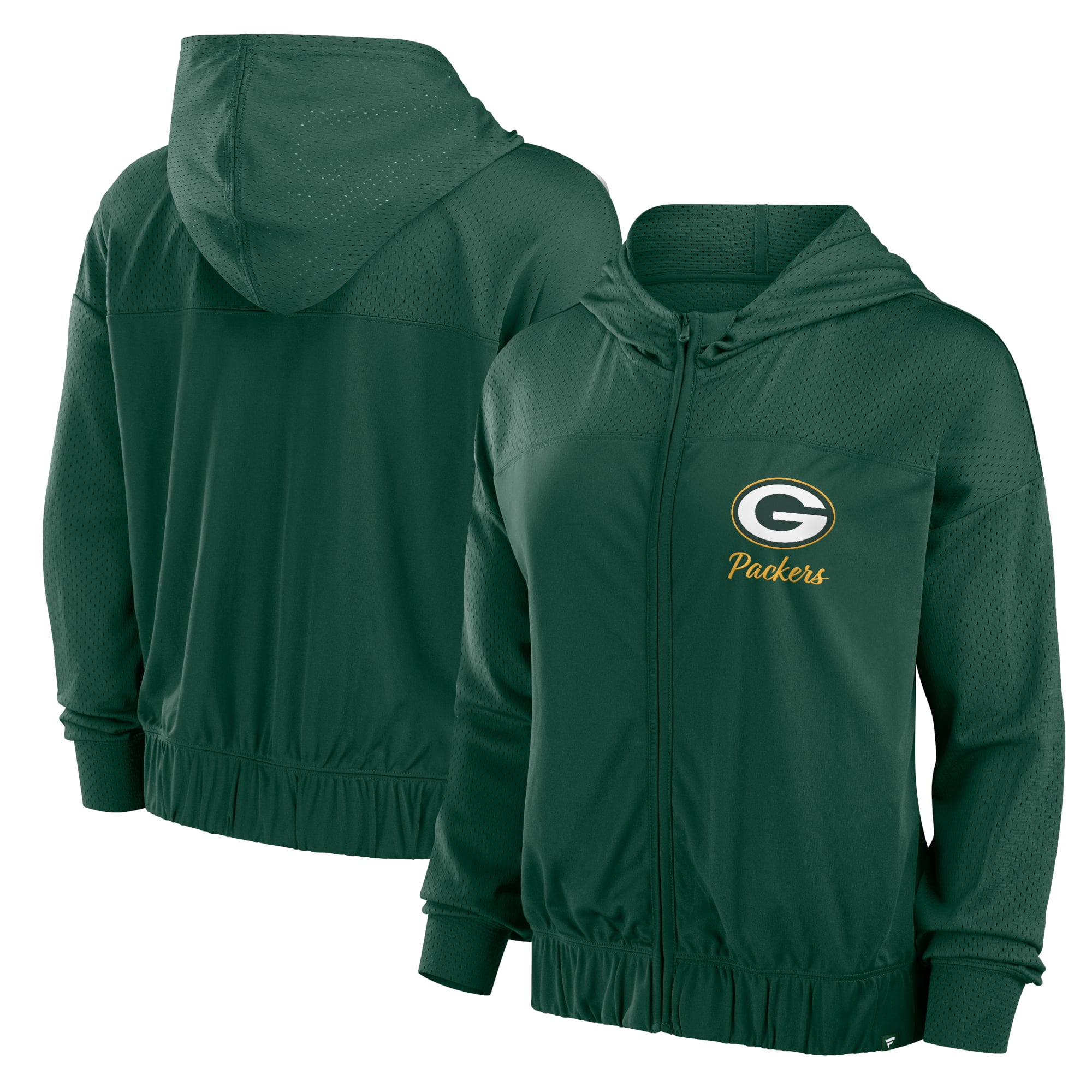 Women's Fanatics Green Green Bay Packers Script Lock Full-Zip Hoodie ...
