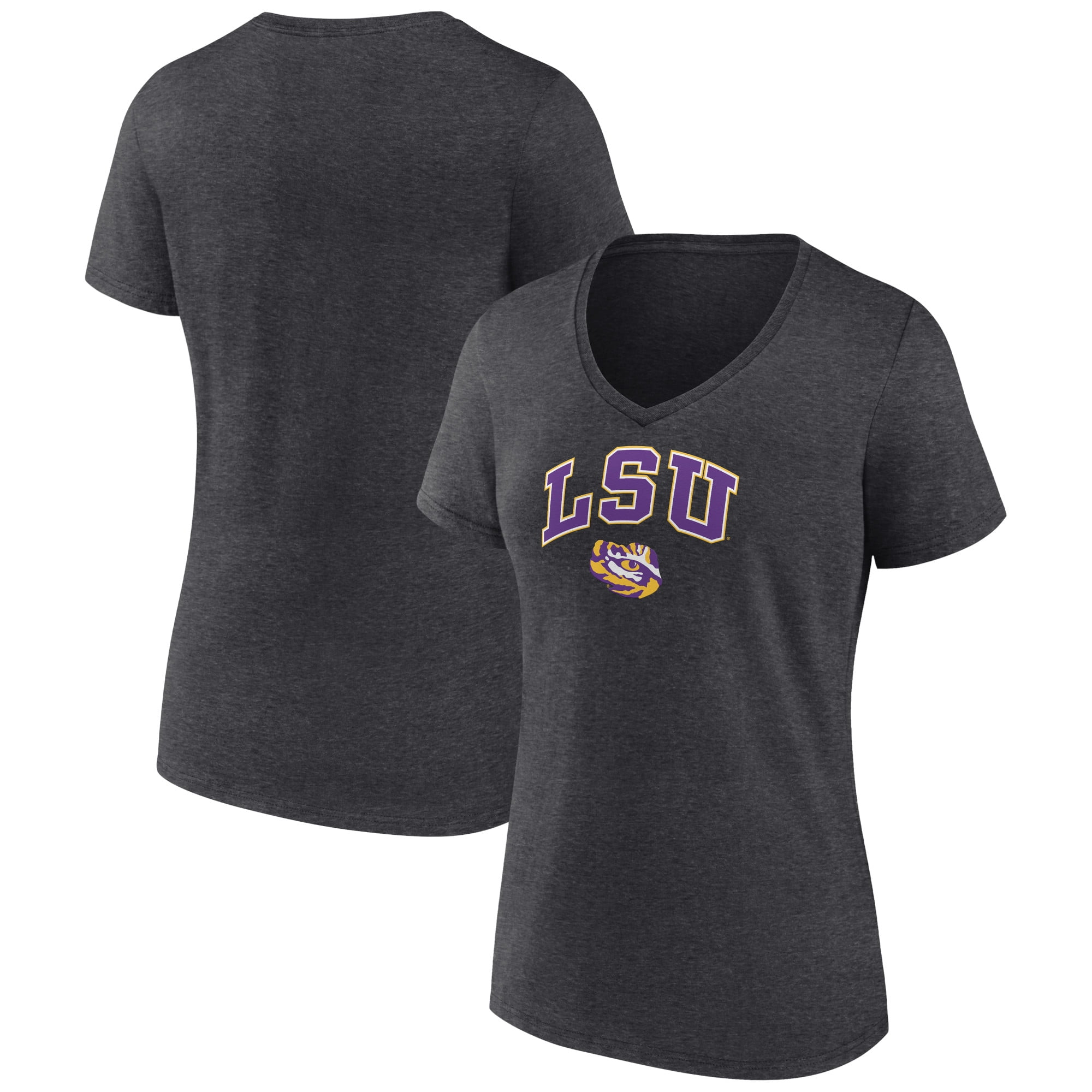 Women's Fanatics Heather Charcoal LSU Tigers Evergreen Campus V-Neck T ...