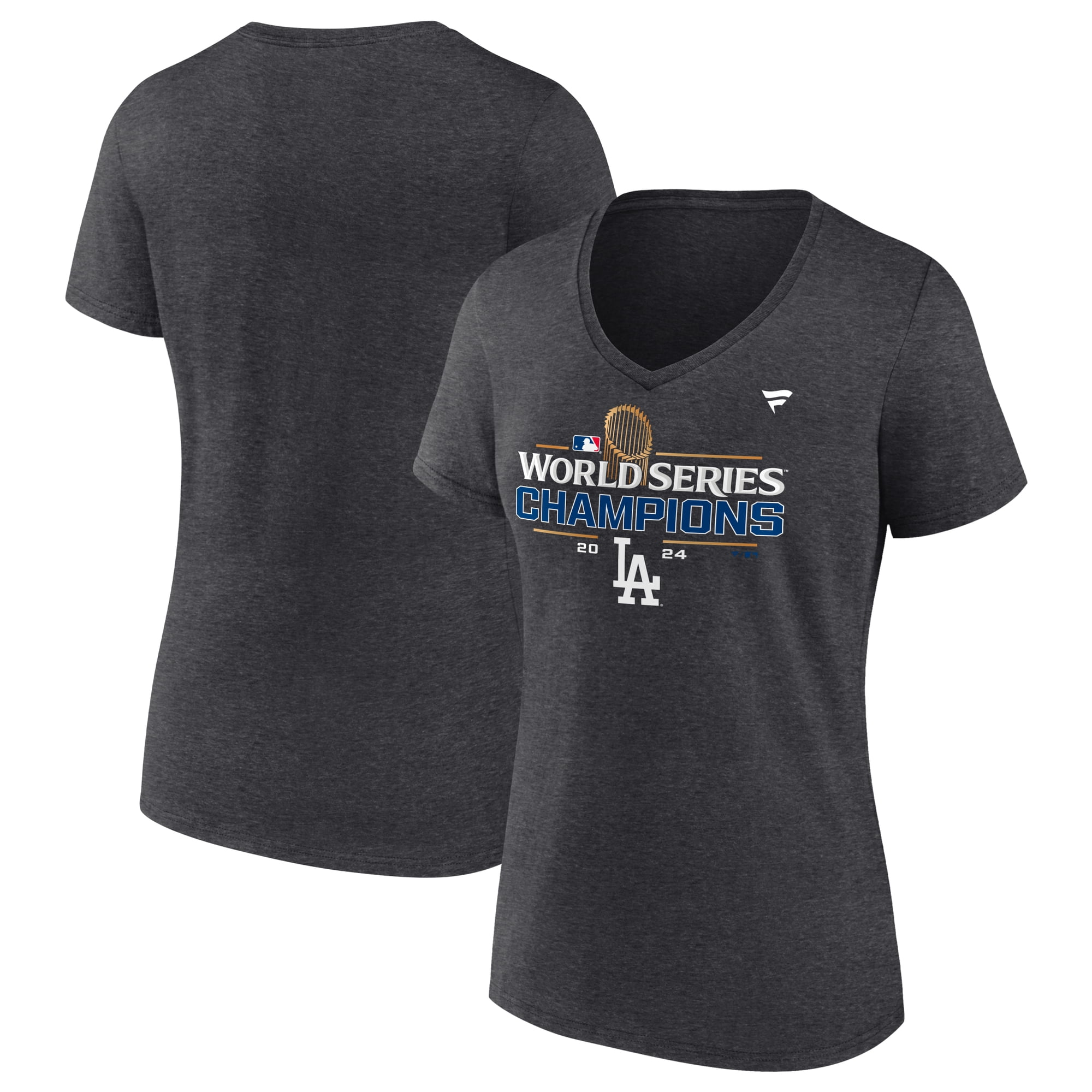 Women's Fanatics Heather Charcoal Los Angeles Dodgers 2024 World Series ...