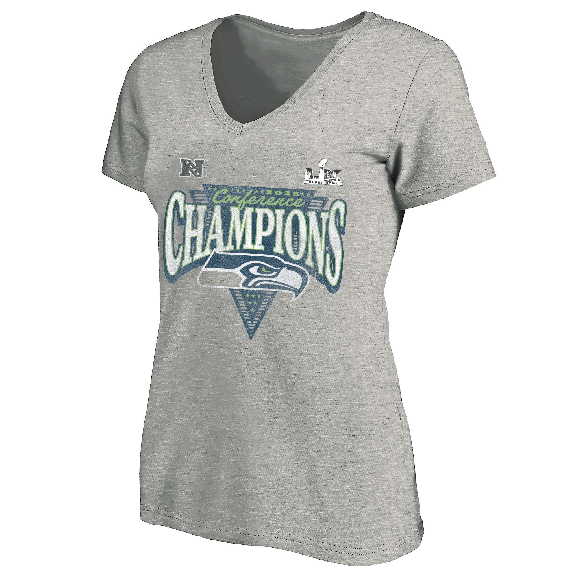 Women's Fanatics Heather Gray Seattle Seahawks 2025 NFC Champions Plus ...