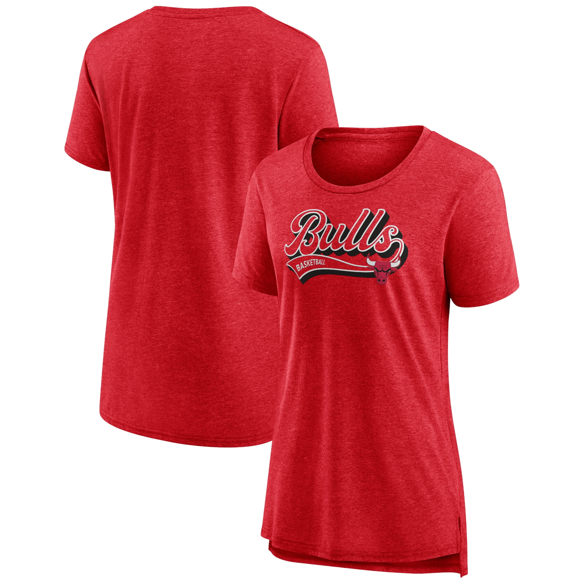 Women's Fanatics Heather Red Chicago Bulls League Leader Tri-Blend T ...