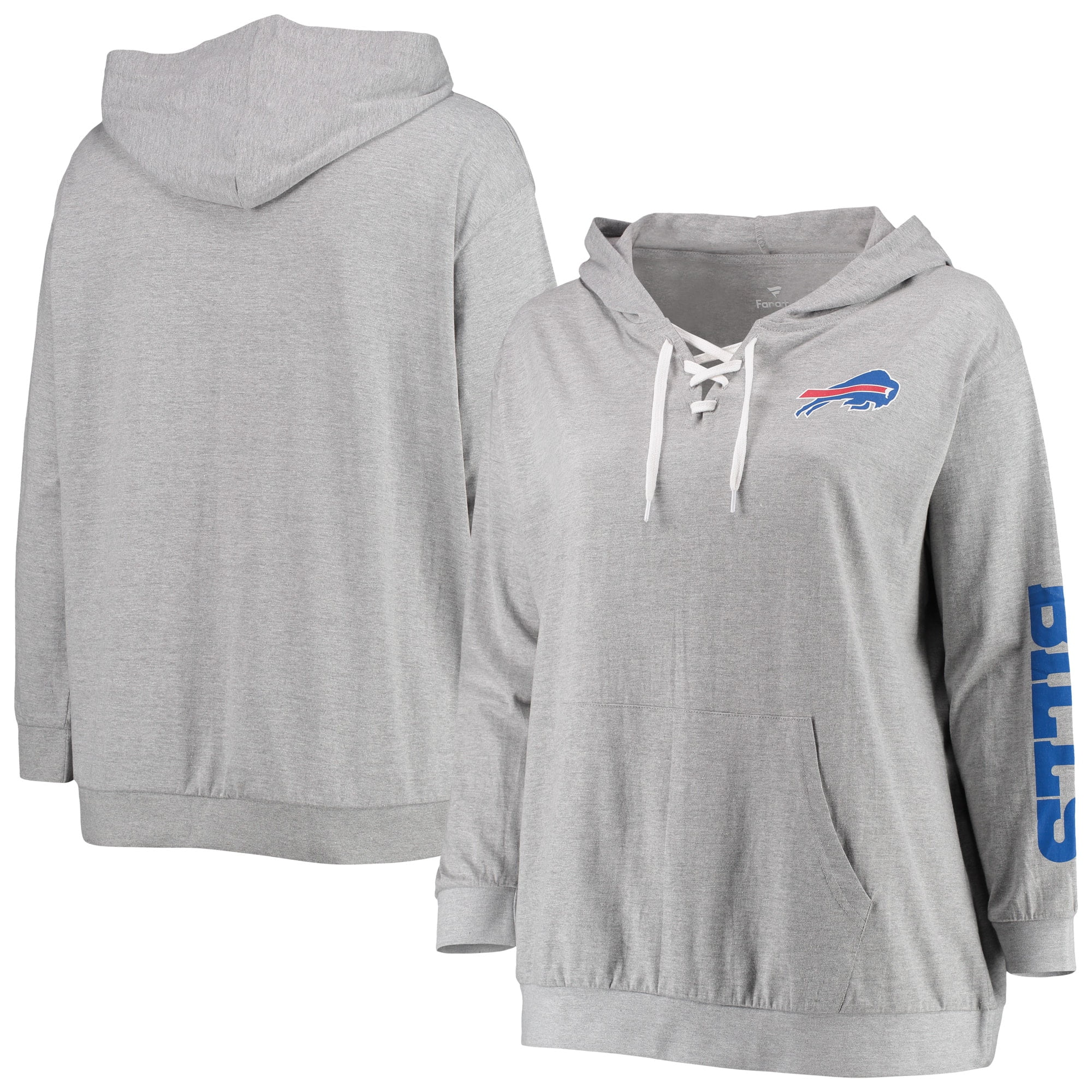 Women's Fanatics Heathered Gray Buffalo Bills Plus Size Lace-Up ...