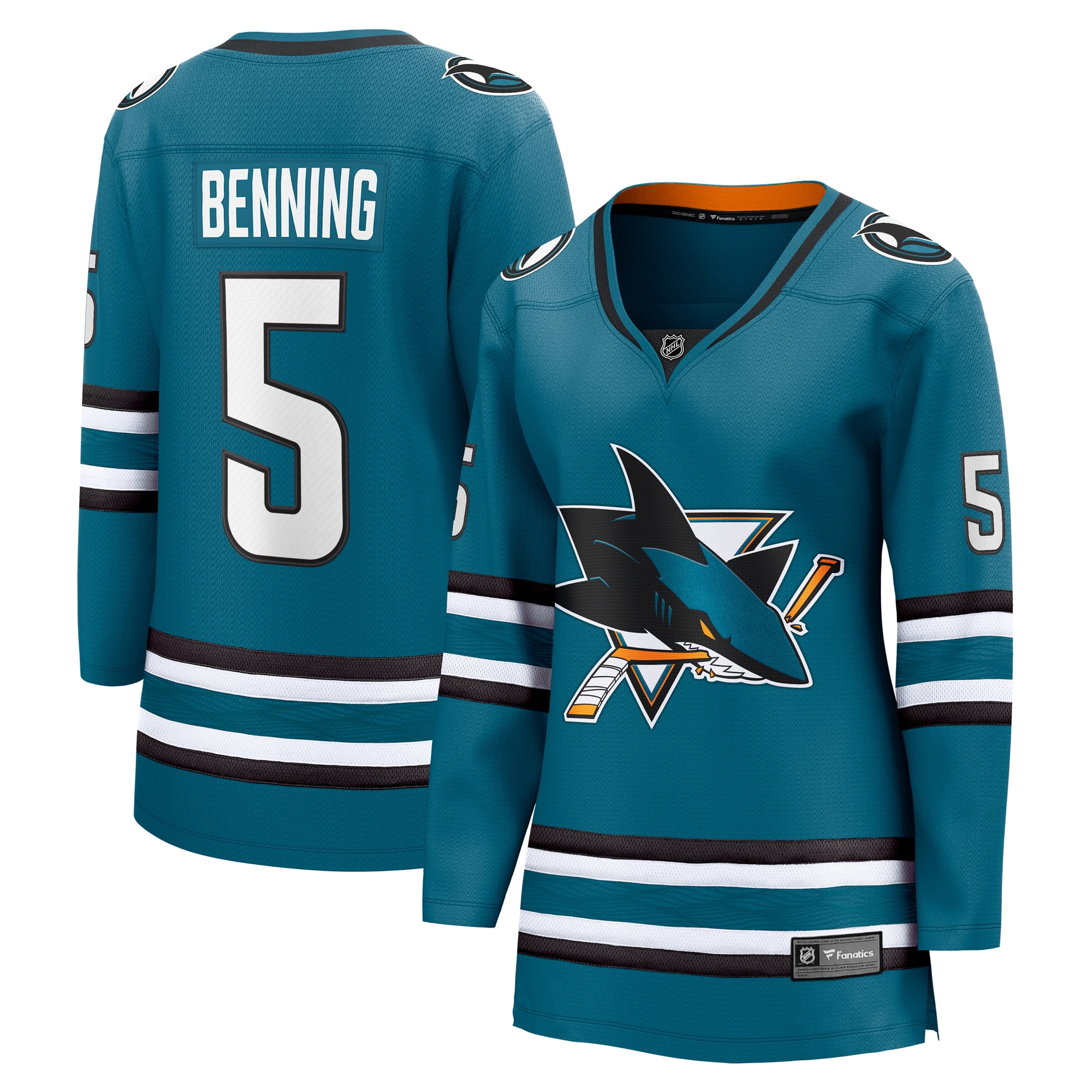 Women's Fanatics Matt Benning Teal San Jose Sharks Home Breakaway ...