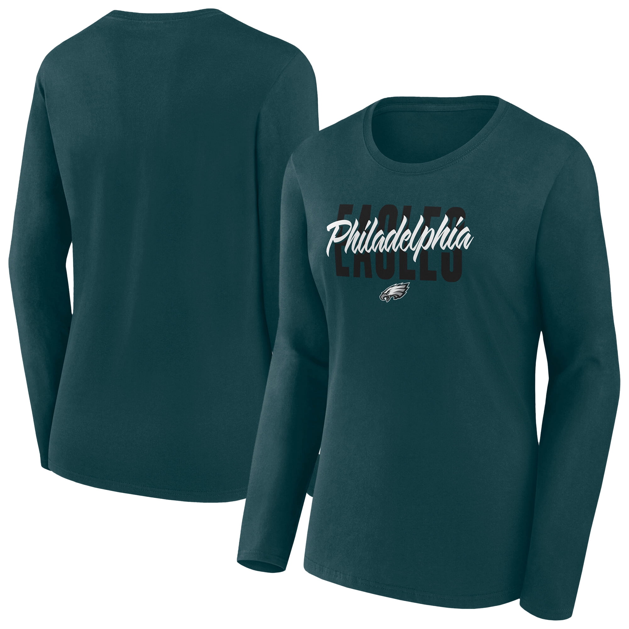 Women's Fanatics Midnight Green Philadelphia Eagles Long Sleeve Scoop ...