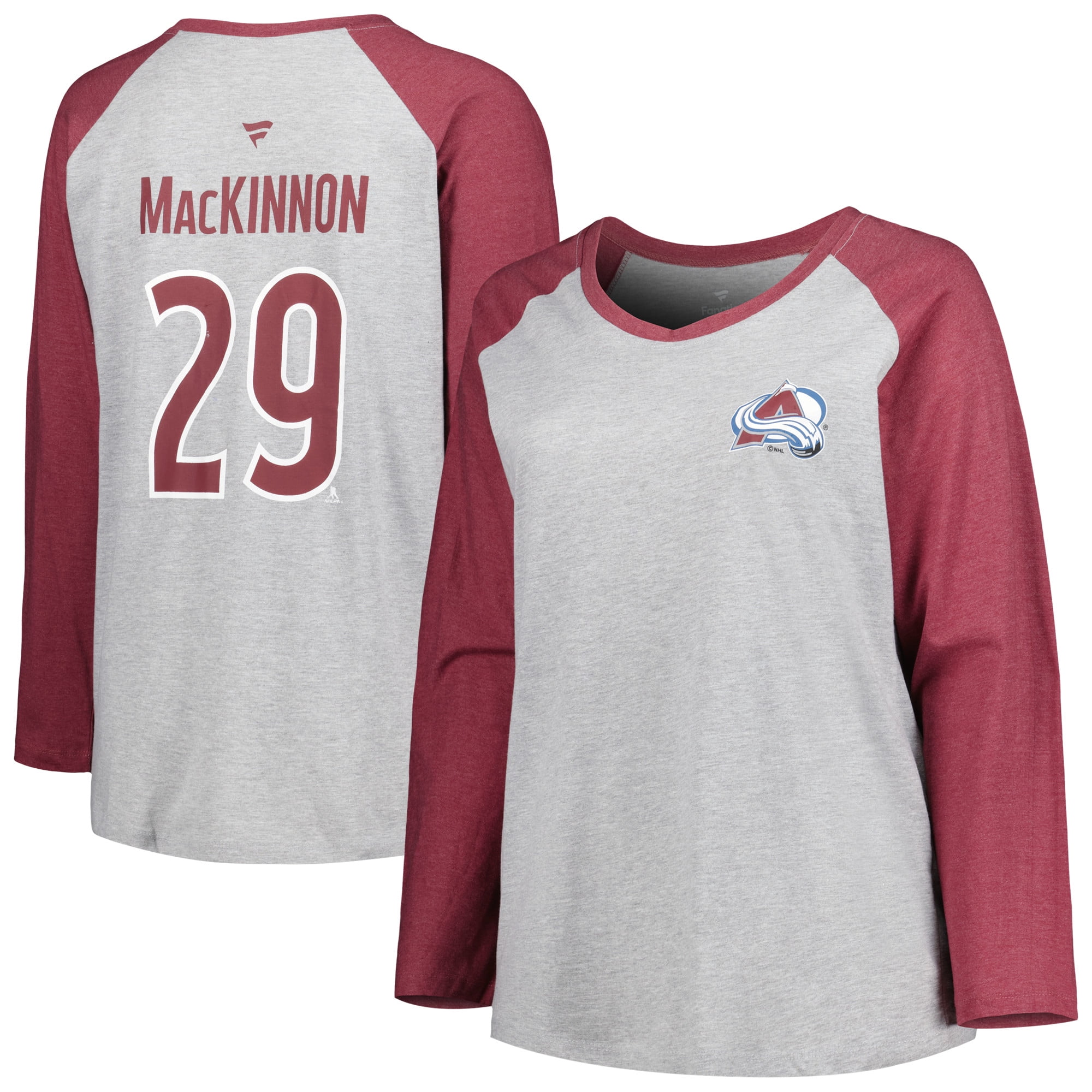 Women's Fanatics Nathan MacKinnon Heather Gray/Heather Burgundy ...