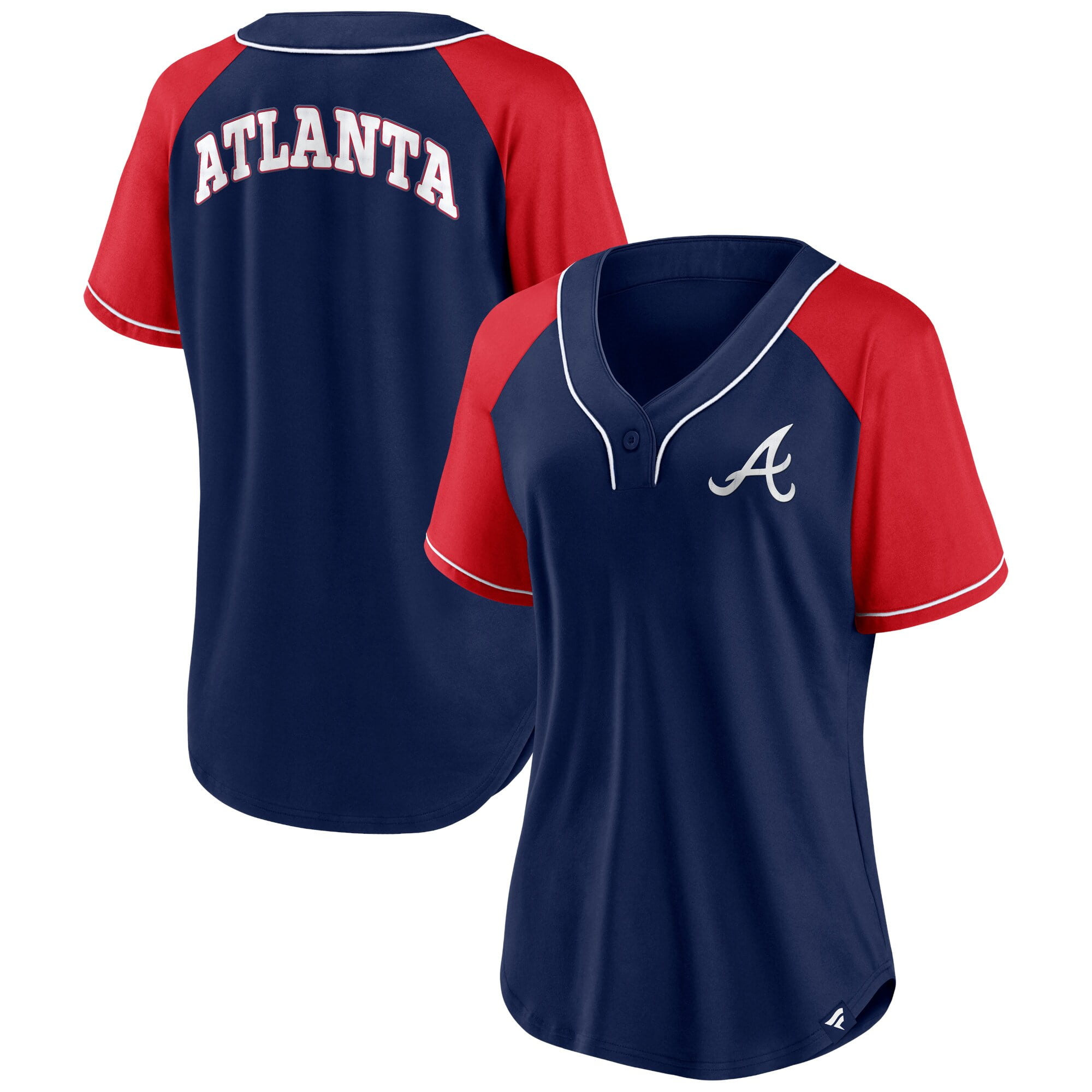 Women's Fanatics Navy Atlanta Braves Ultimate Style Raglan V-Neck T ...