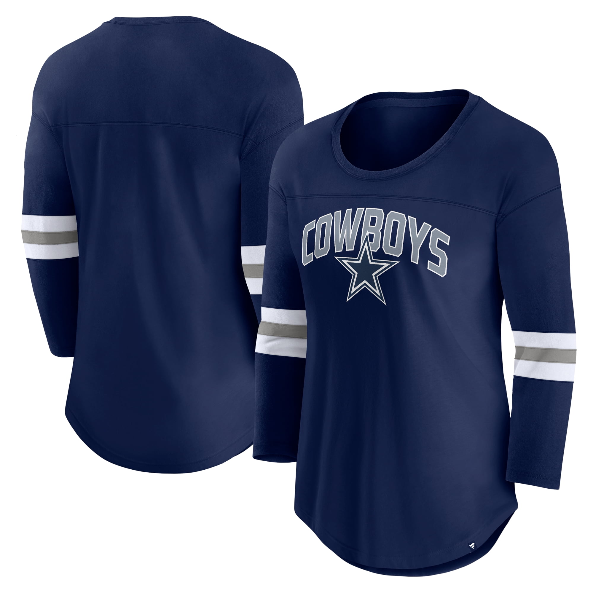 Women's Fanatics Navy Dallas Cowboys First Team Arch Logo 3/4 Sleeve T ...