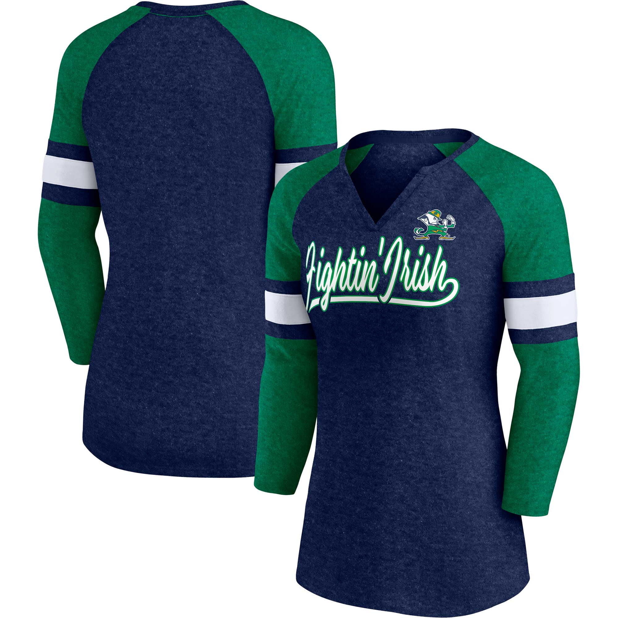 Women's Fanatics Navy/Green Notre Dame Fighting Irish Scriptail Sweep ...