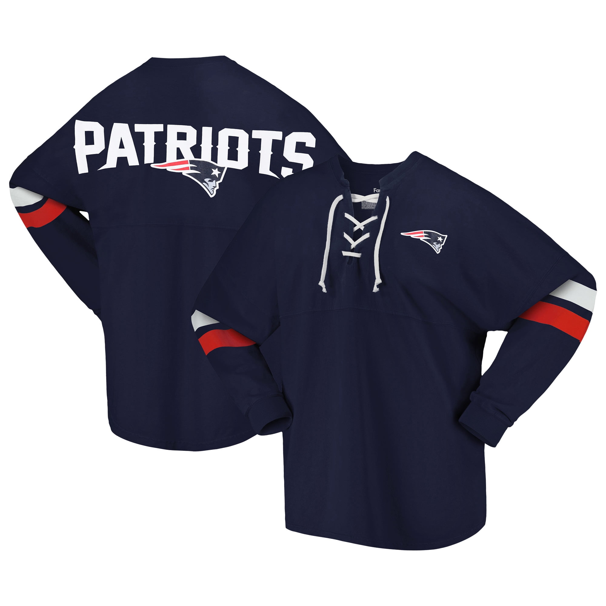 Women's Fanatics Navy New England Patriots Spirit Jersey Lace-Up V-Neck ...