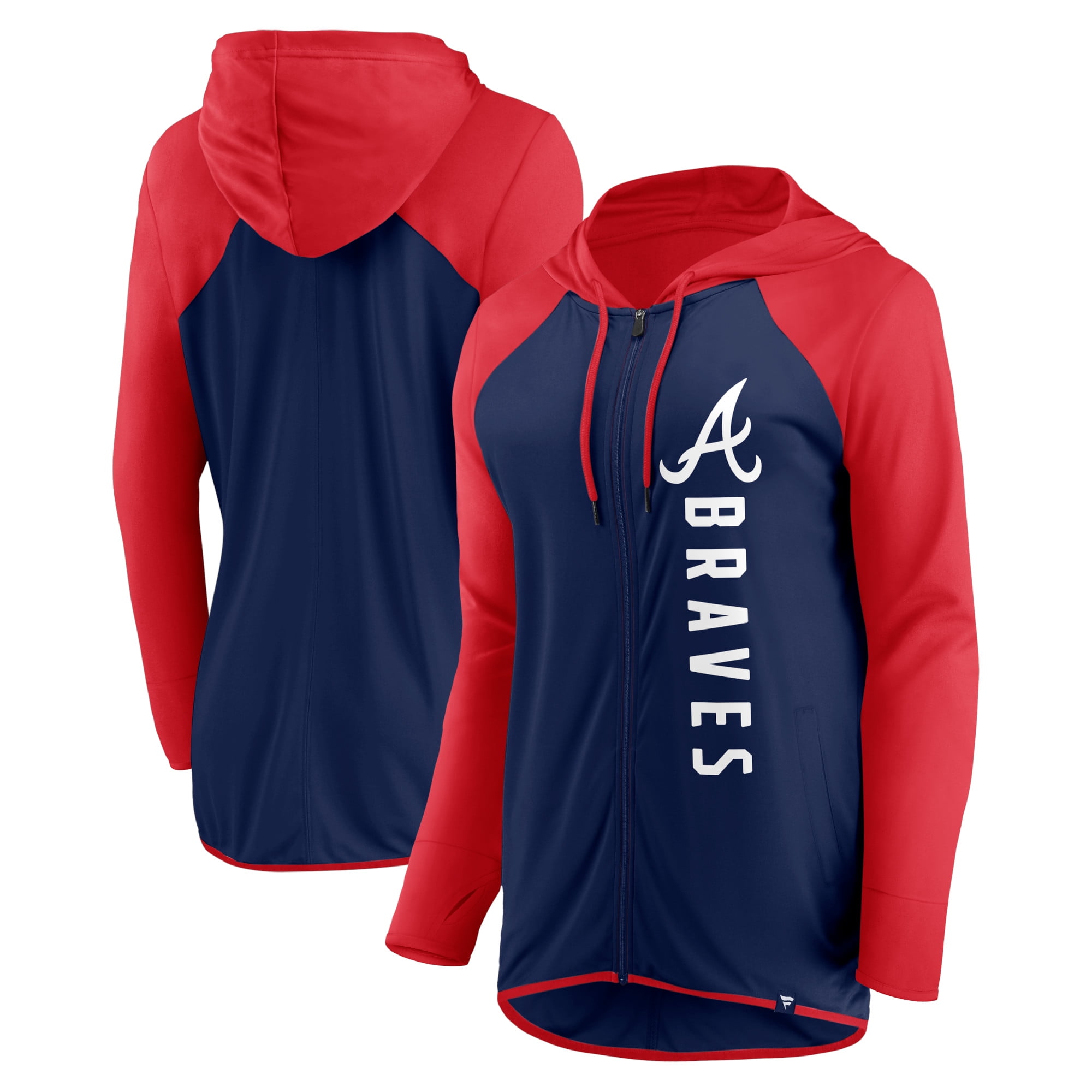Women's Fanatics Navy/Red Atlanta Braves Forever Fan Full-Zip Hoodie ...